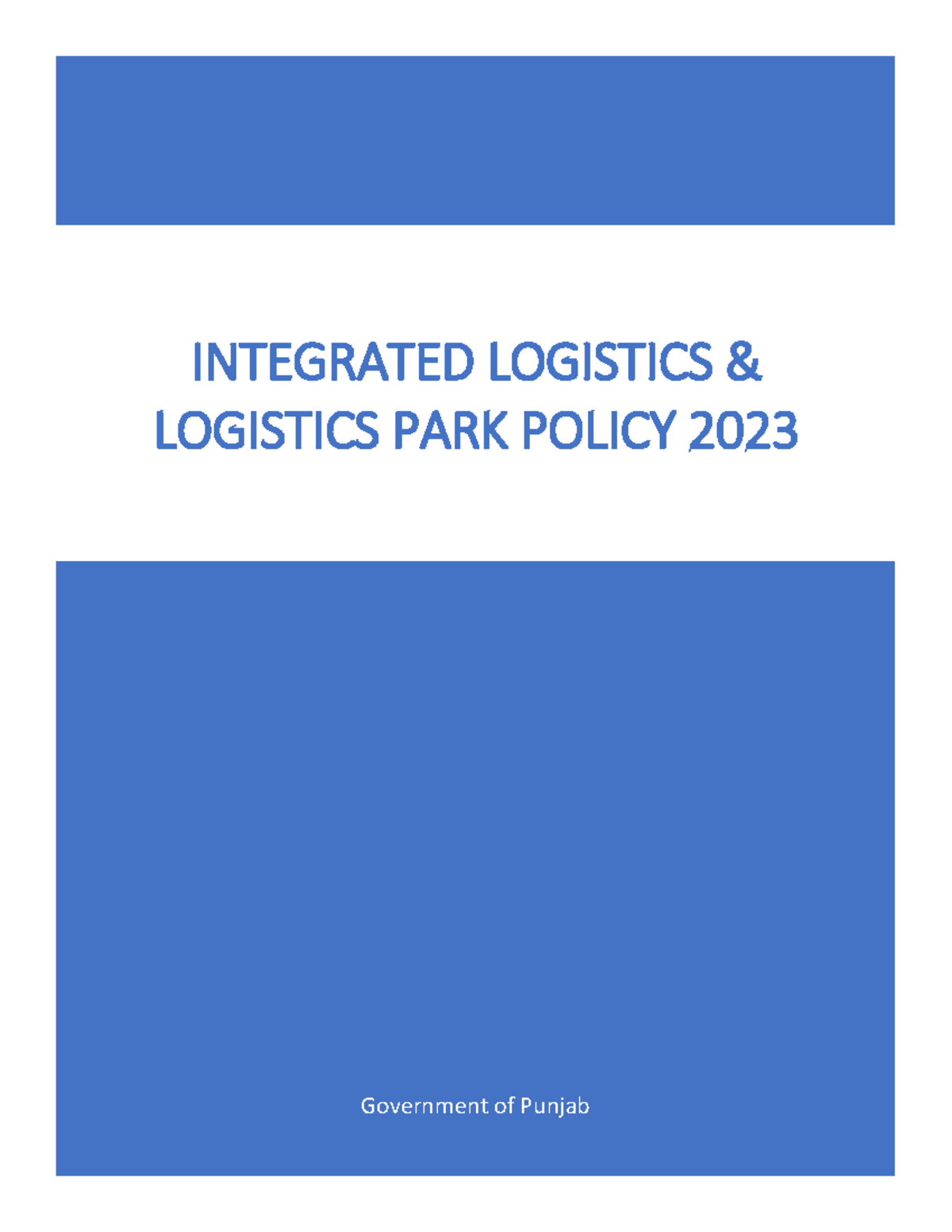 Integrated Logistics Park Policy 2023: Punjab's Vision for Growth - Studocu