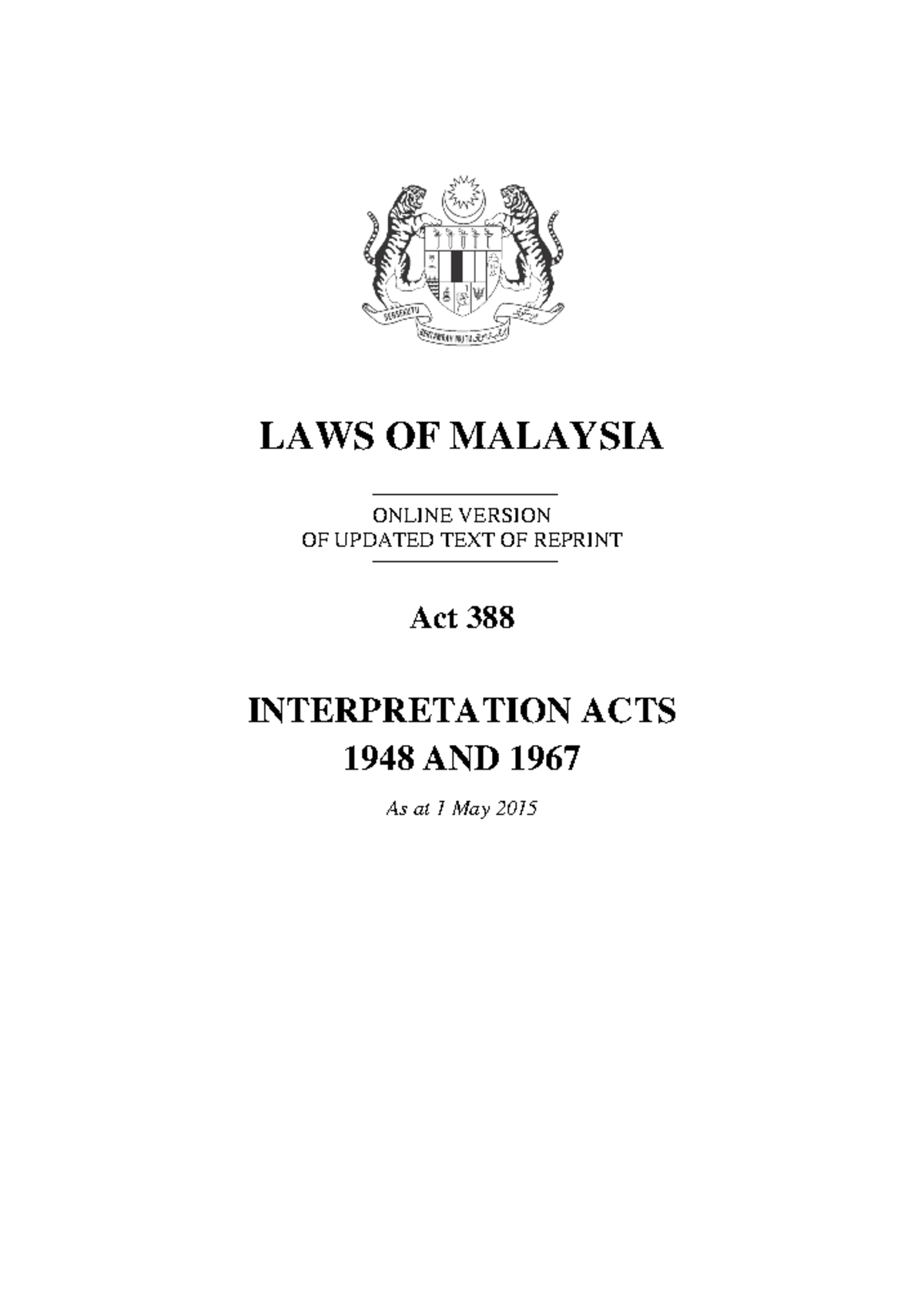 Interpretation Acts 1948 & 1967 - Comprehensive Overview of Law - Studocu