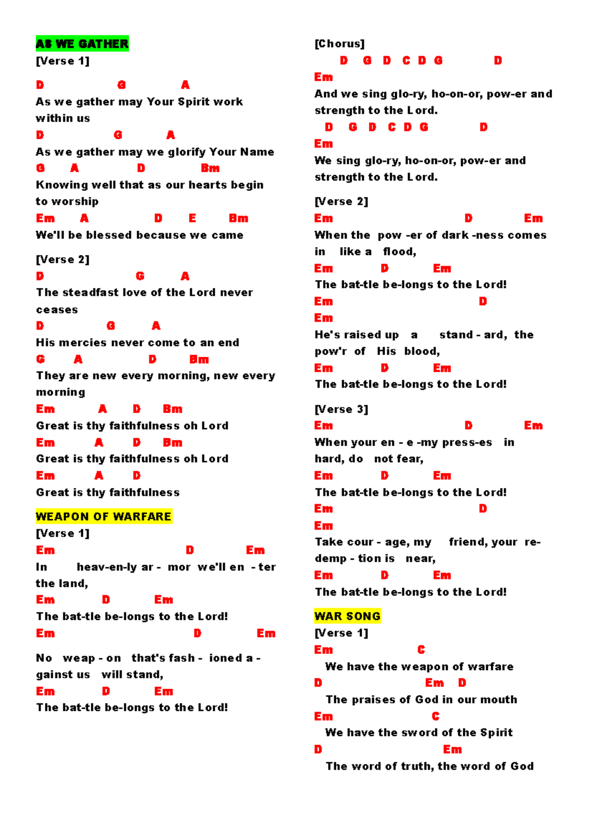 Sample of Line up, Praise and worship - Music - Studocu