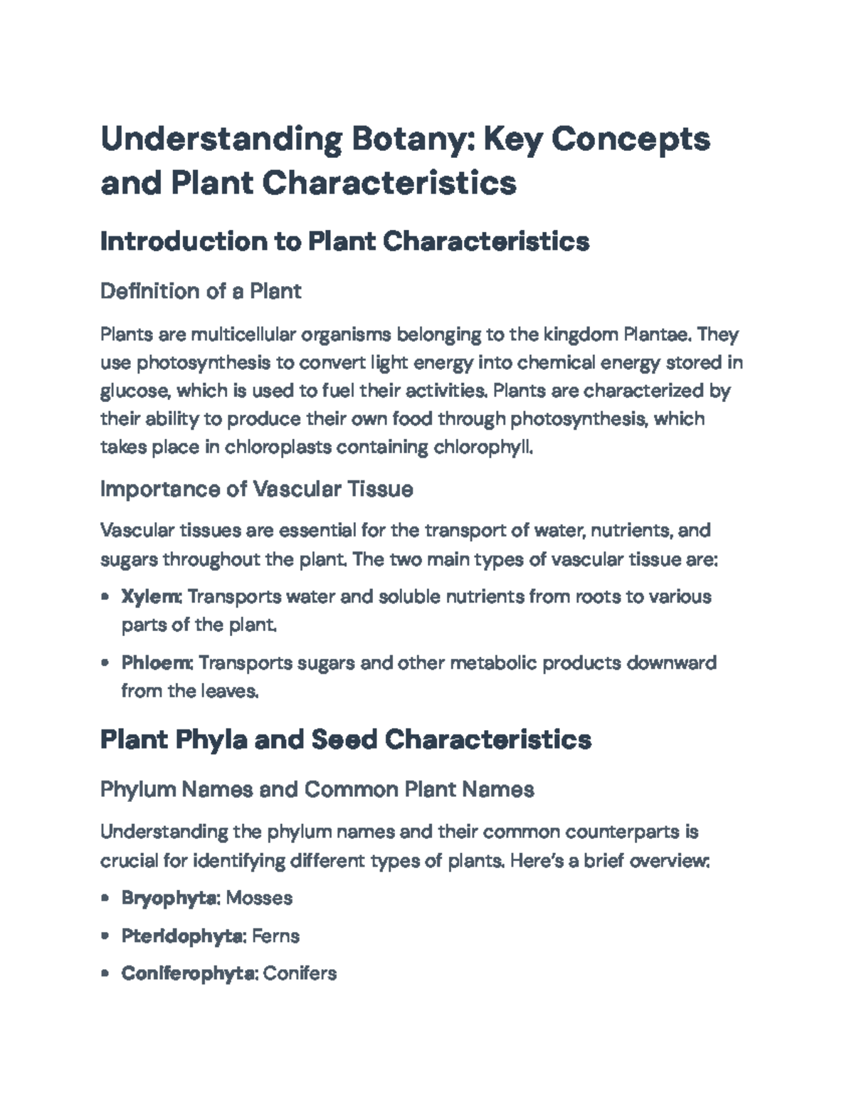 Botany Overview: Key Concepts in Plant Characteristics and Anatomy ...