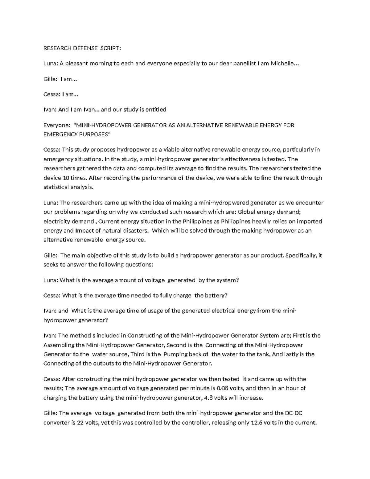 Research Defense Script - RESEARCH DEFENSE SCRIPT: Luna: A pleasant ...