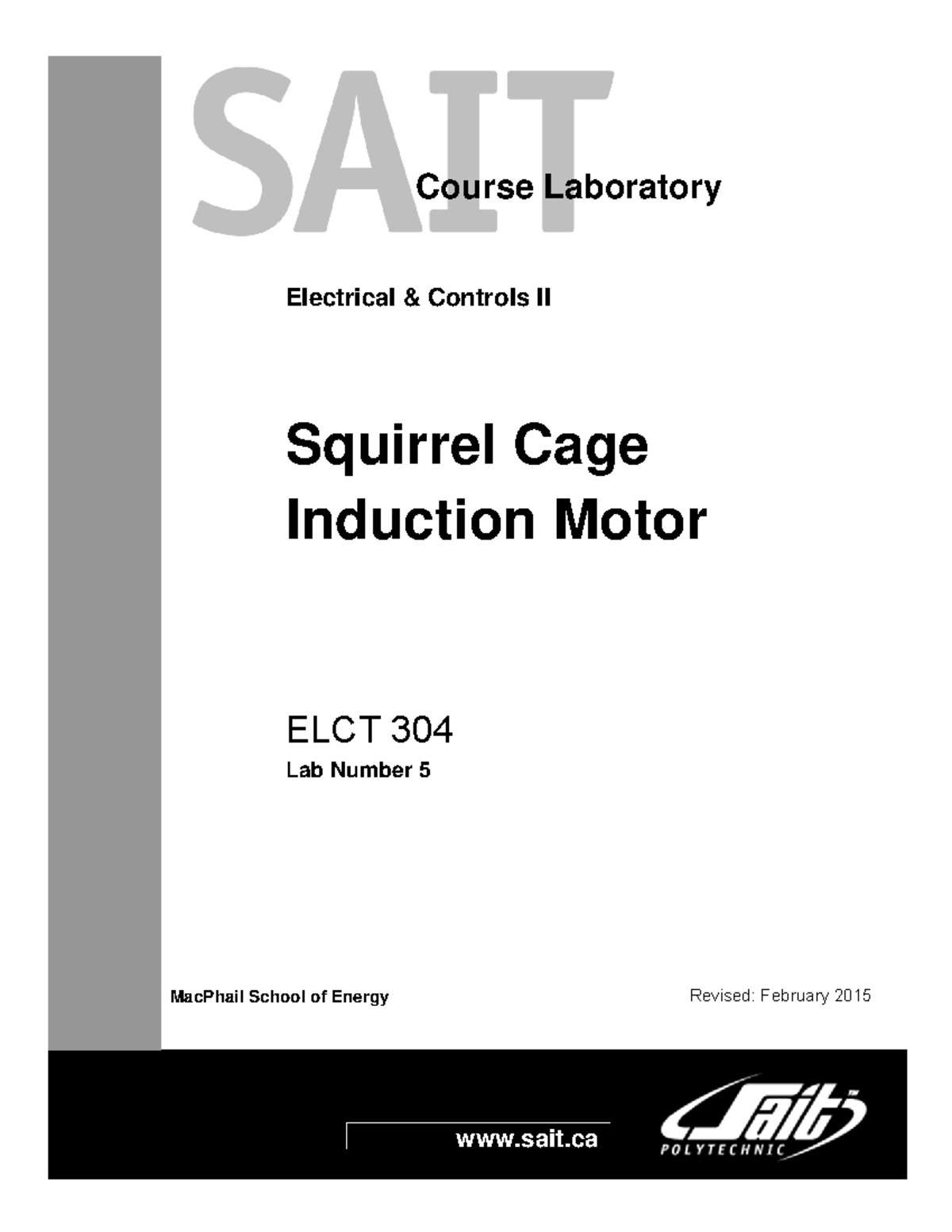ELCT 304 Lab 5: Squirrel Cage Induction Motor Analysis - Studocu