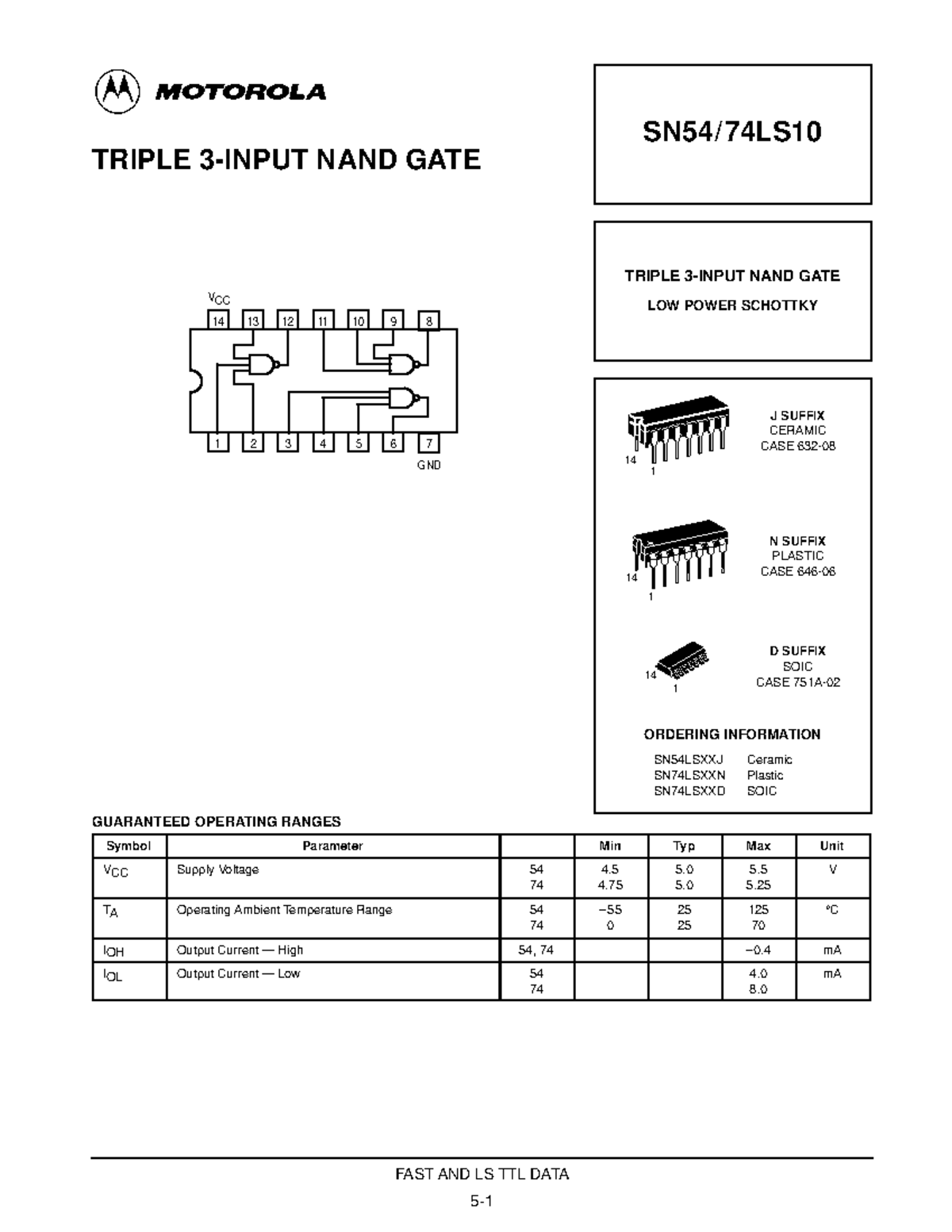 74LS10 Triple 3-Input NAND Gate Characteristics and Specifications ...