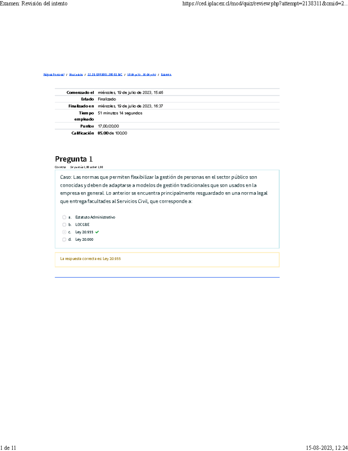 Revisión del Examen GPP5001: Preguntas y Respuestas Clave - Studocu