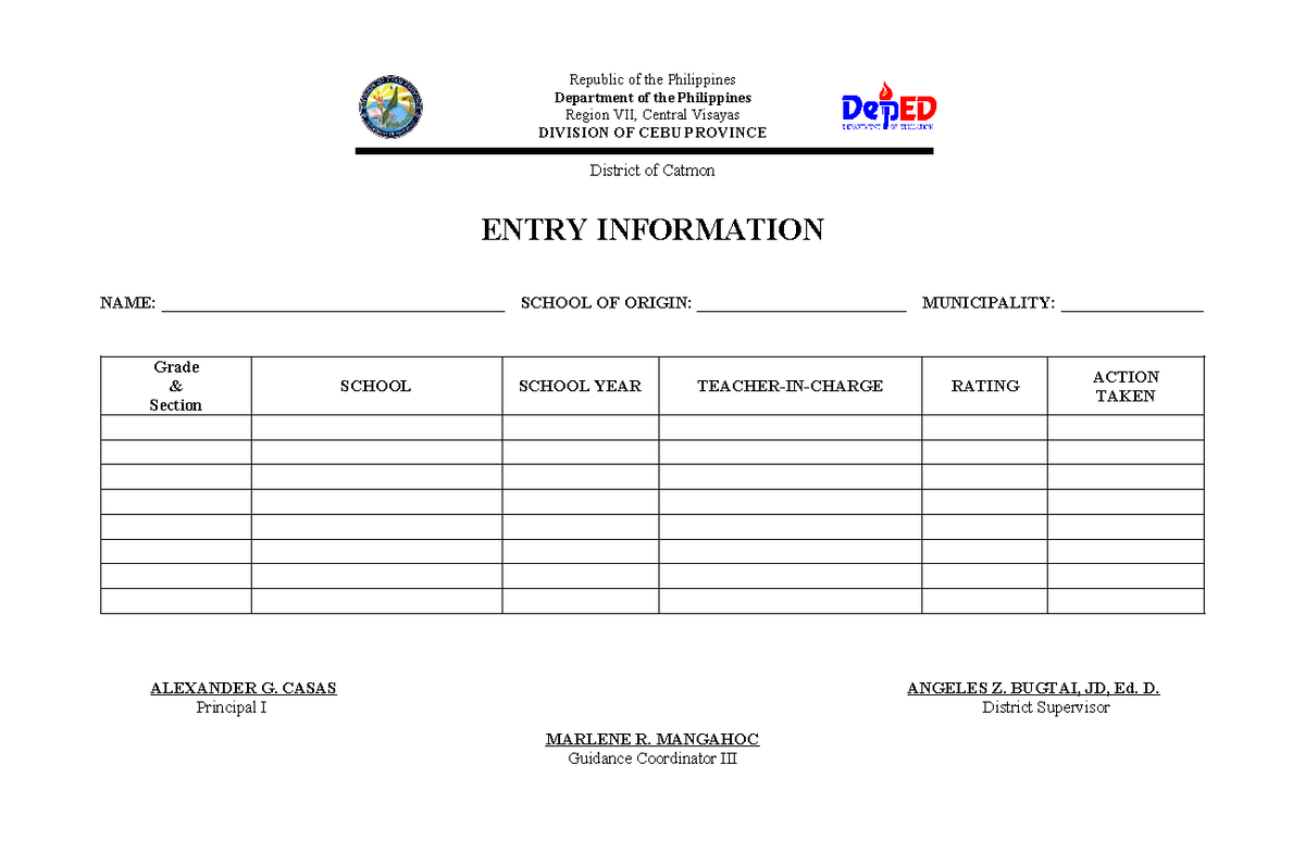 Entry Information for Brown Envelope - Republic of the Philippines ...