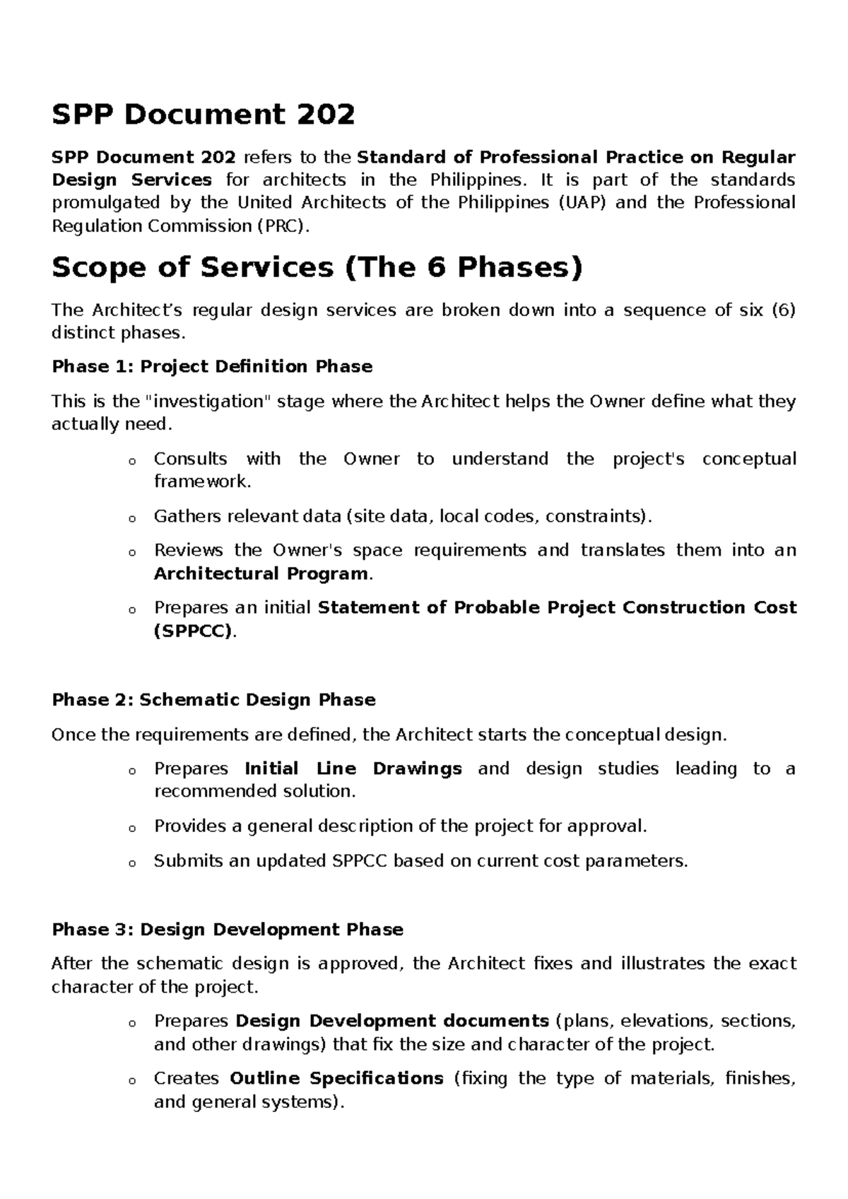 SPP DOC 202 - Summary of Standard Professional Practice for Architects ...