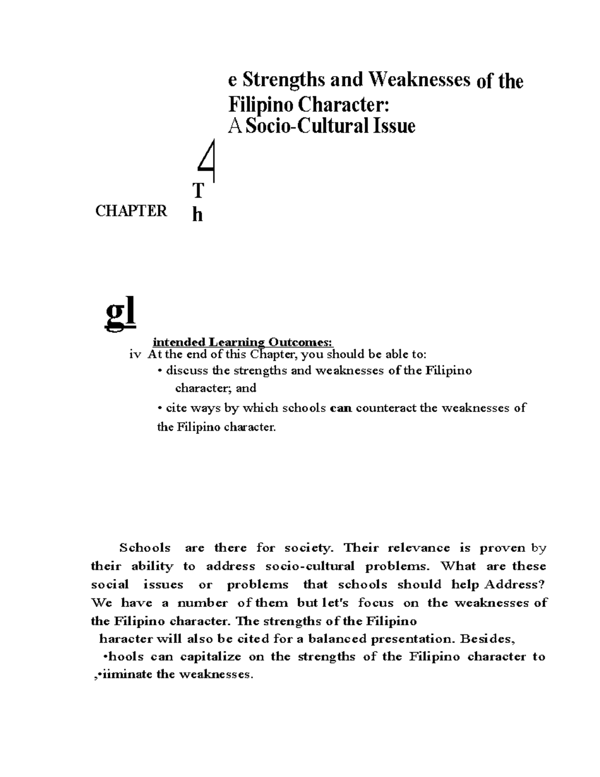 Lesson 4: Strengths & Weaknesses of Filipino Character - Socio-Cultural ...