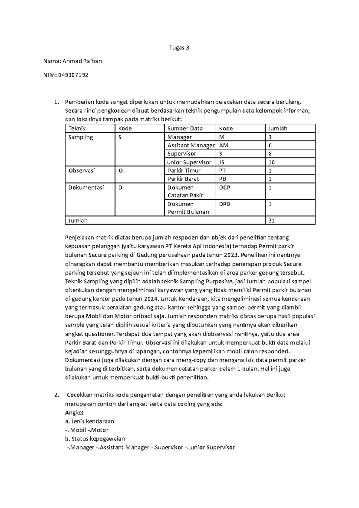 Tugas 3 Pengkodean Data Karyawan PT Kereta Api Indonesia MPS - Studocu