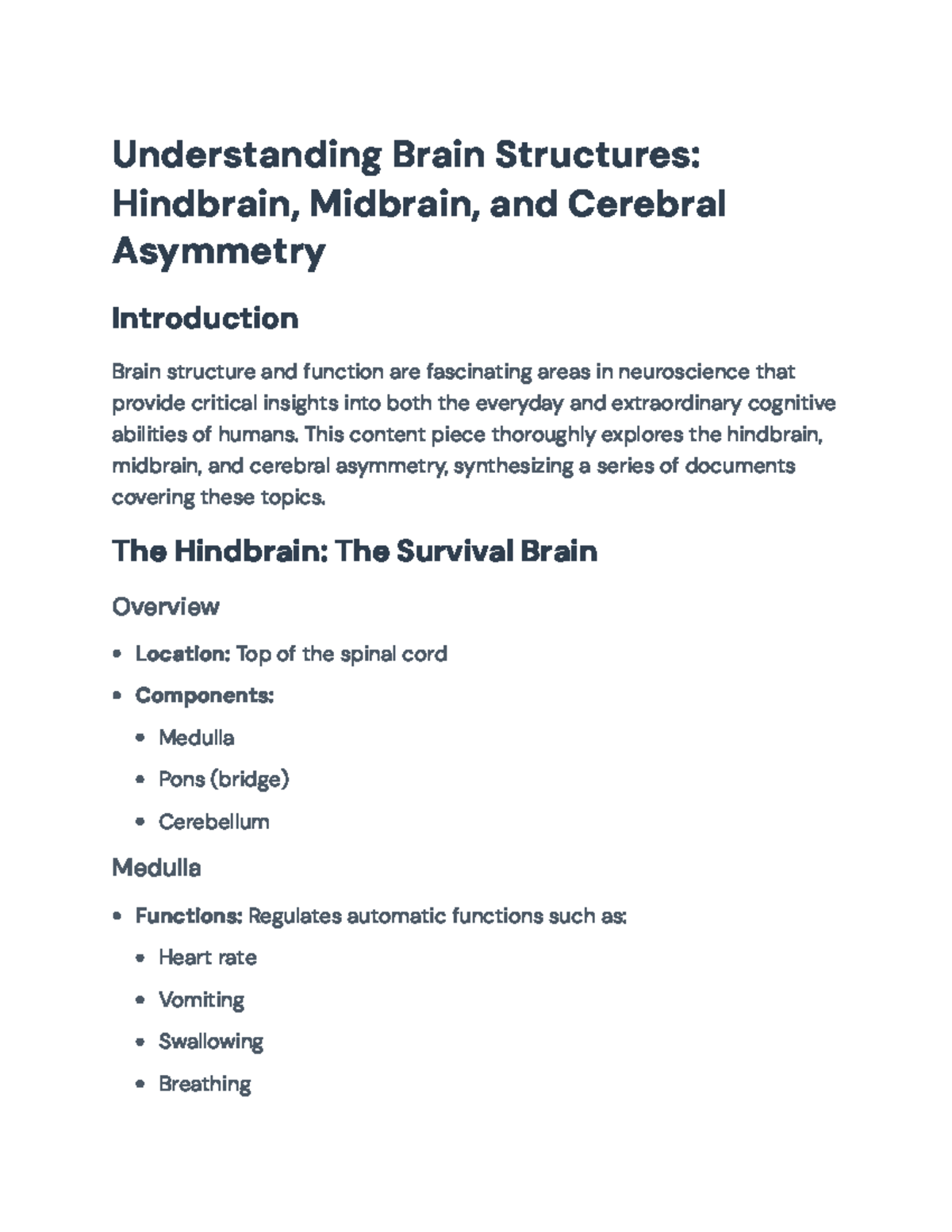 Understanding Brain Structures: Hindbrain, Midbrain & Cerebral ...