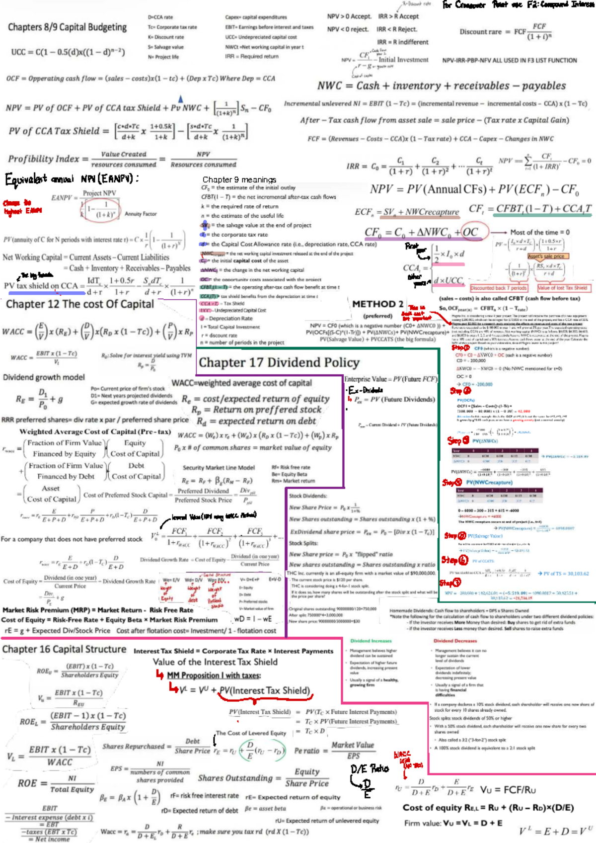 Midterm - Summary Managerial Finance II - FIN 401 - Chapter 9 meanings For Crossover Point use ...