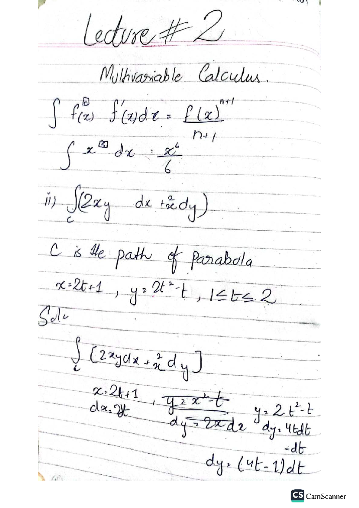 Lecture 2-5: Multivariable Calculus Concepts and Integrals - Studocu