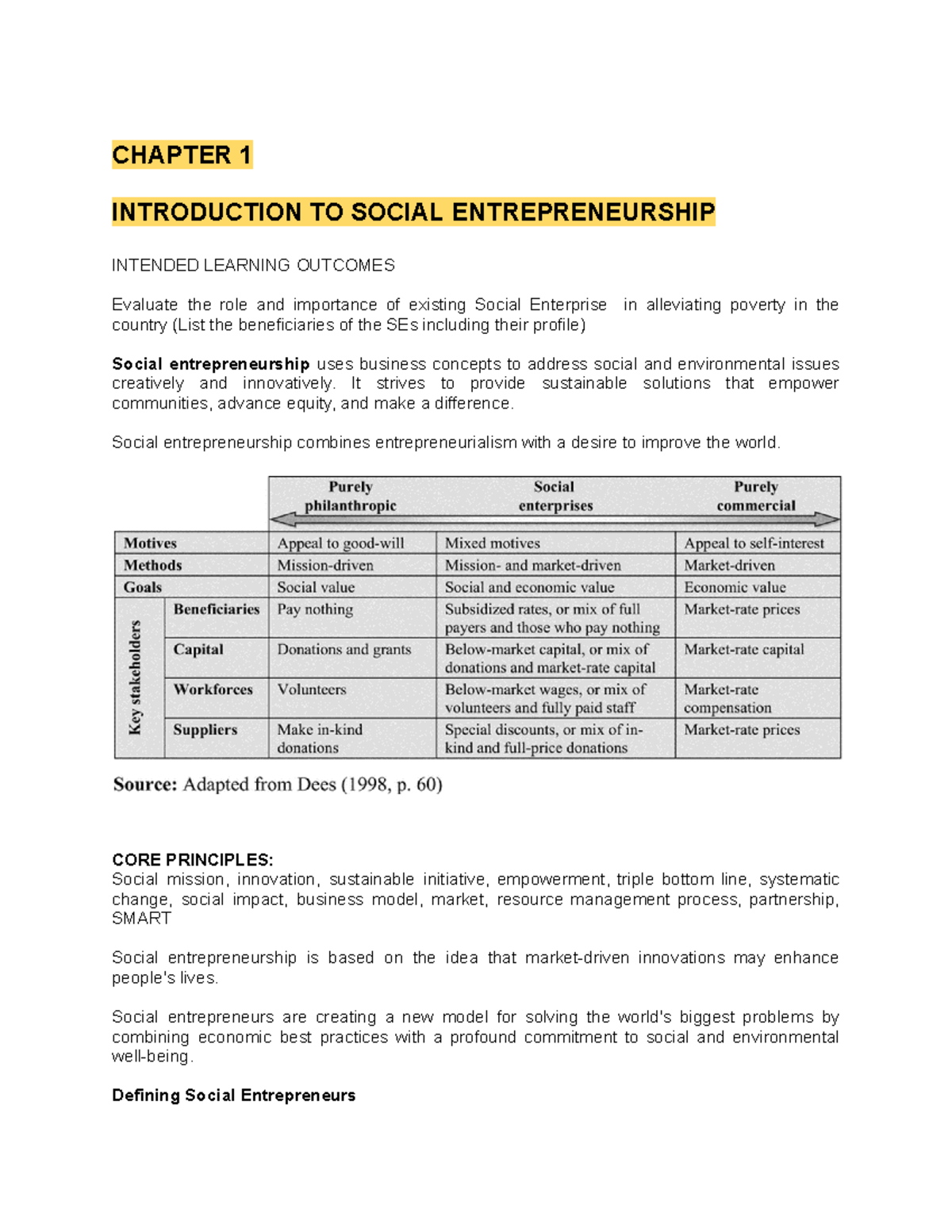 SOEN 1-4 - Introduction to Social Entrepreneurship Notes - Studocu