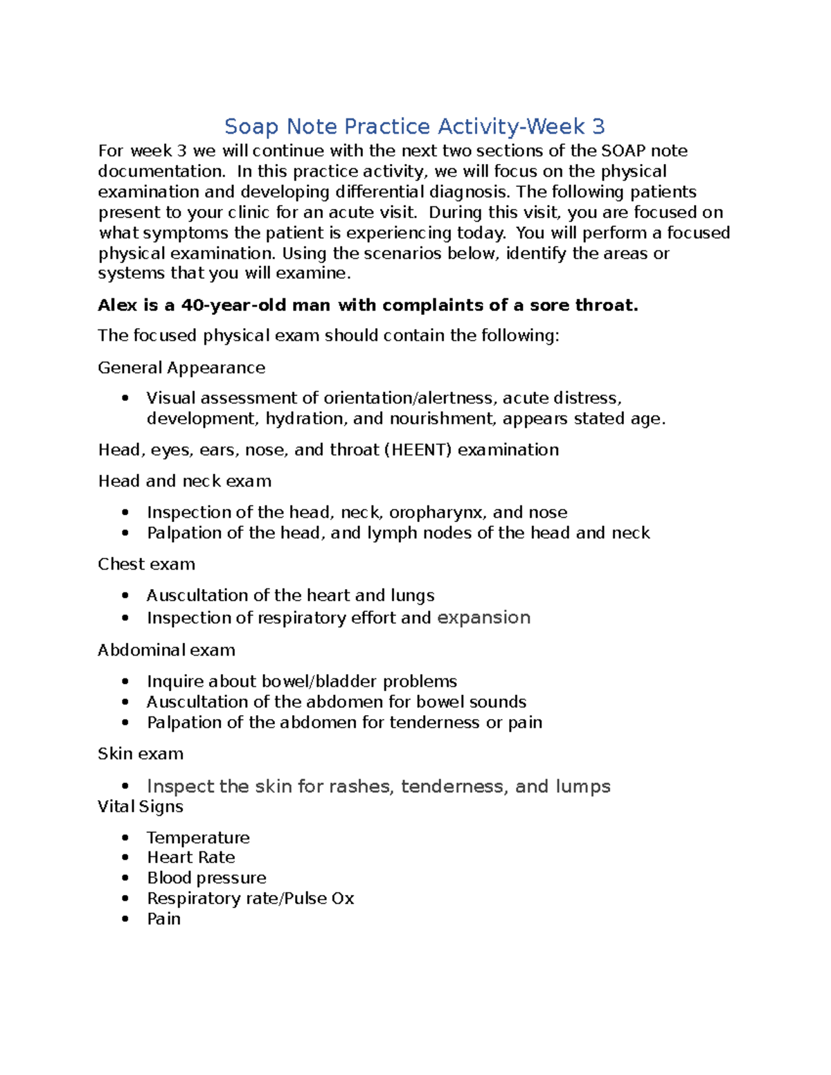 NUR612 Soap Note Practice Activity Week3 - Soap Note Practice Activity ...