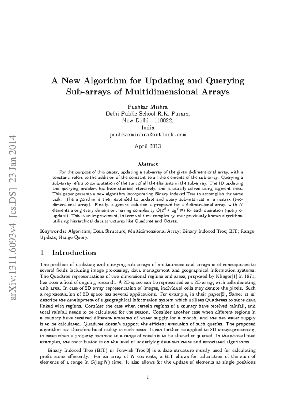 1311 - Ronaldo - A New Algorithm for Updating and Querying Sub-arrays of Multidimensional Arrays ...