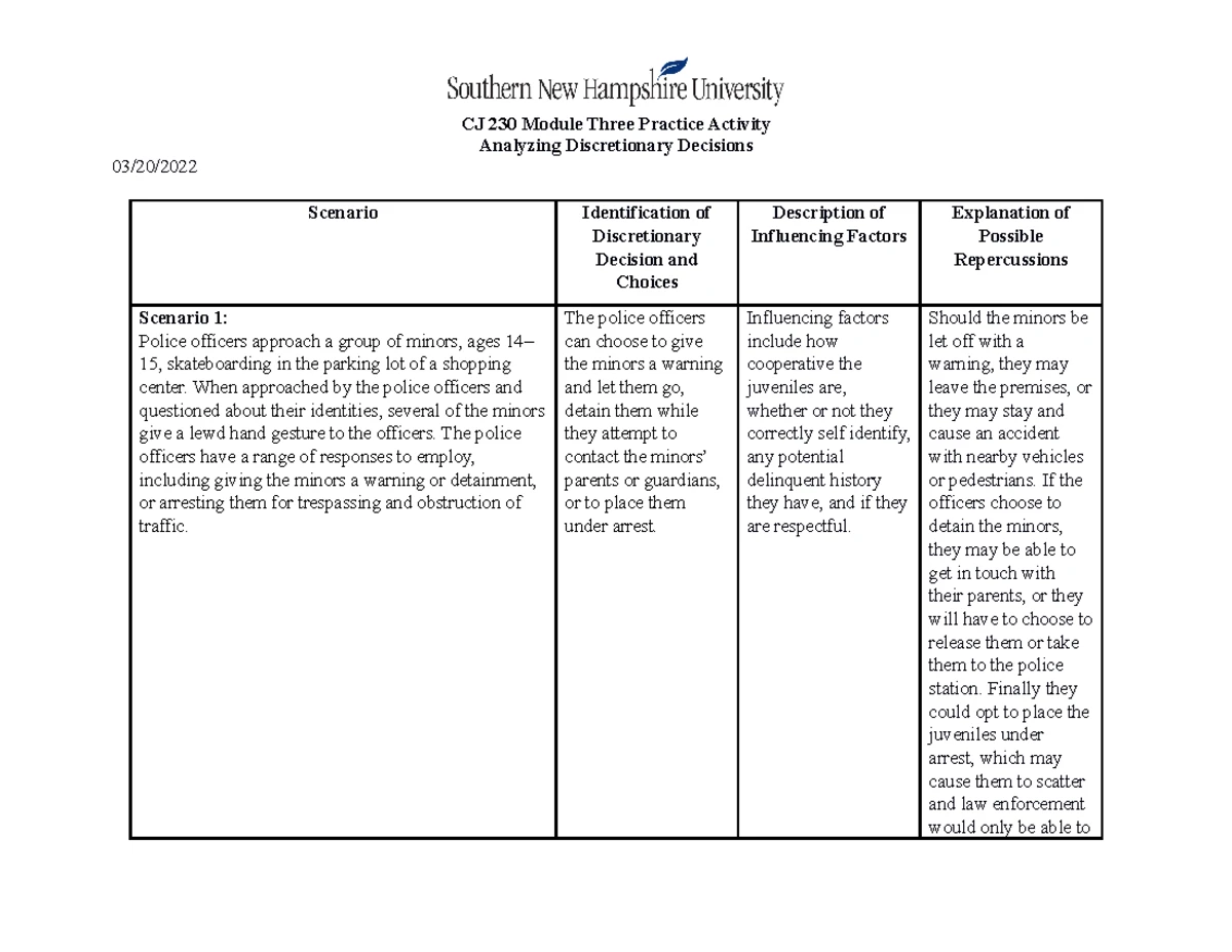 CJ 230 Module Three Practice Activity - CJ 230 Module Three Practice ...