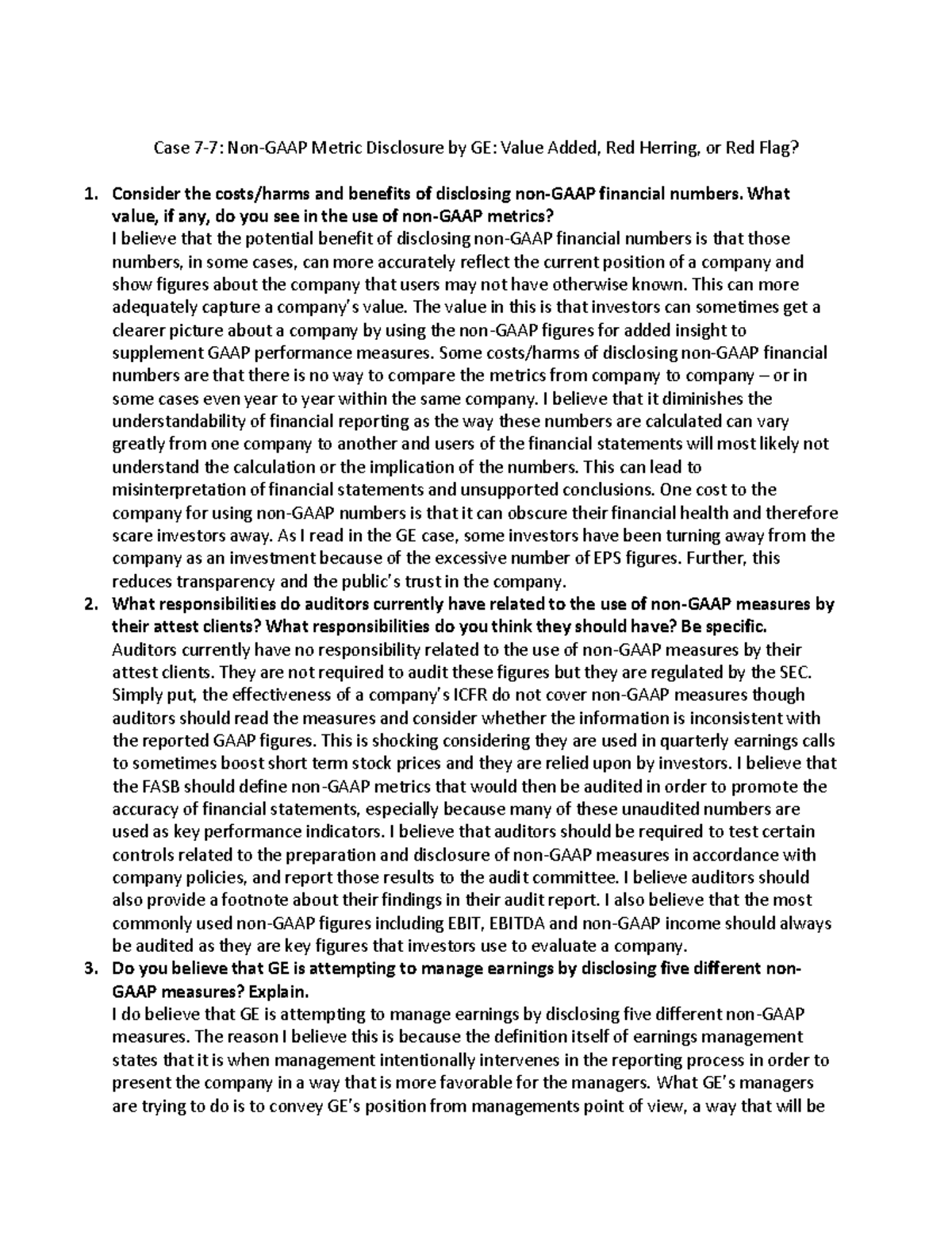 Chapter 7 Case Study 7 Non-GAAP Metric Disclosure - Case 7-7: Non-GAAP ...