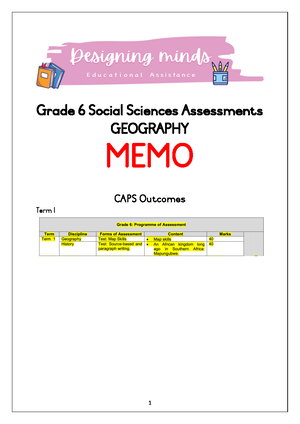 Grade 6 History Term 1 Assessment Memo - Grade 6 Social Sciences ...
