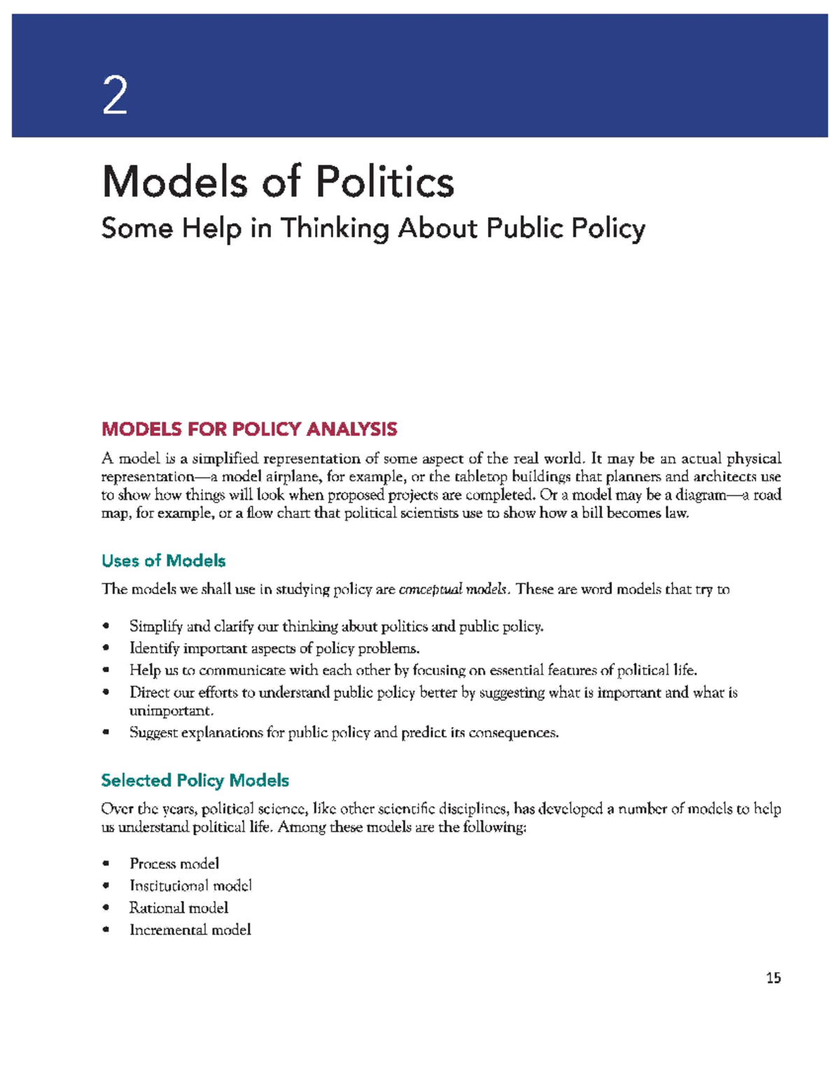 Models of Politics and Public Policy Analysis: A Comprehensive Overview ...