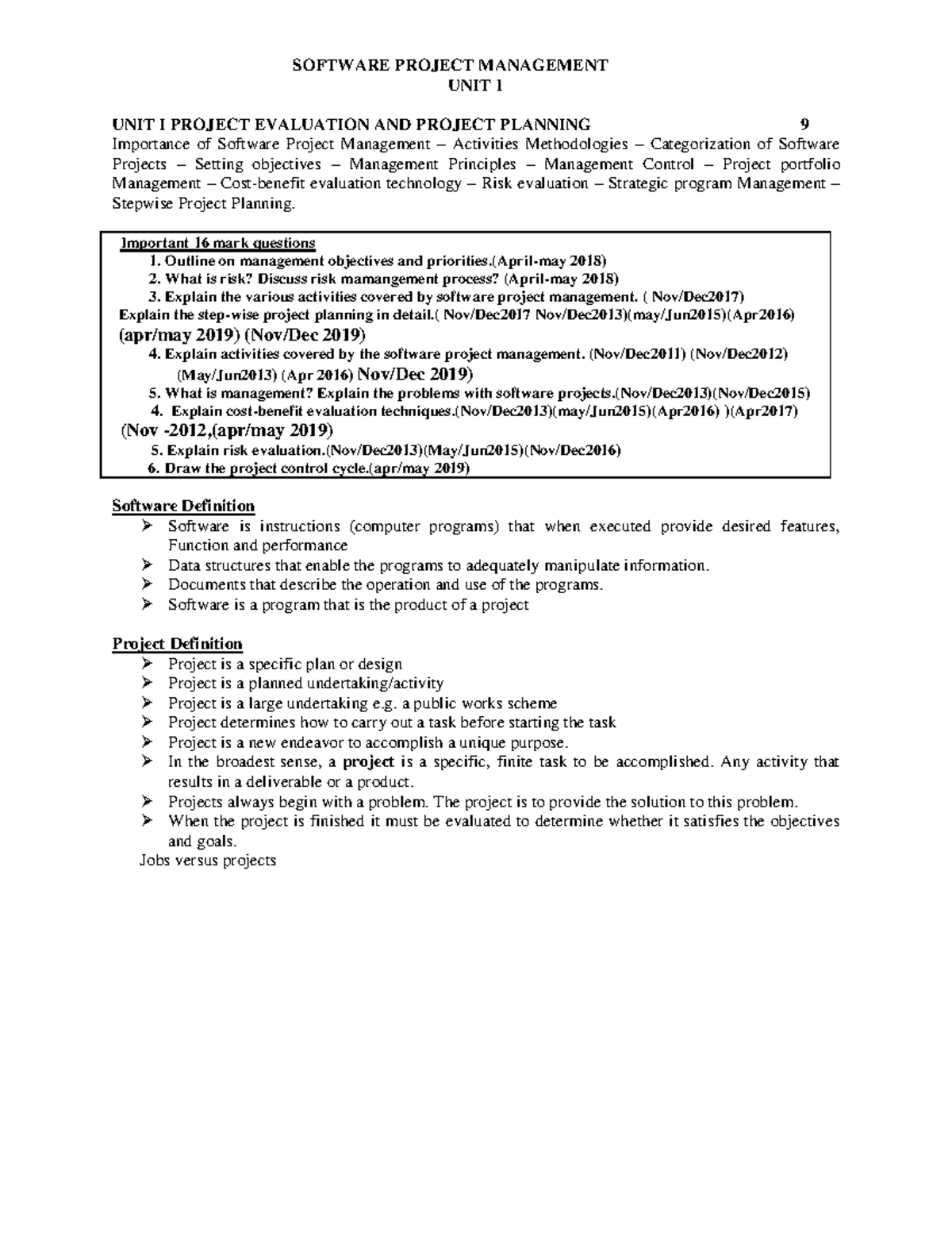 Spm unit3 2019 pdf - Lecture notes 1 - UNIT III ACTIVITY PLANNING ...