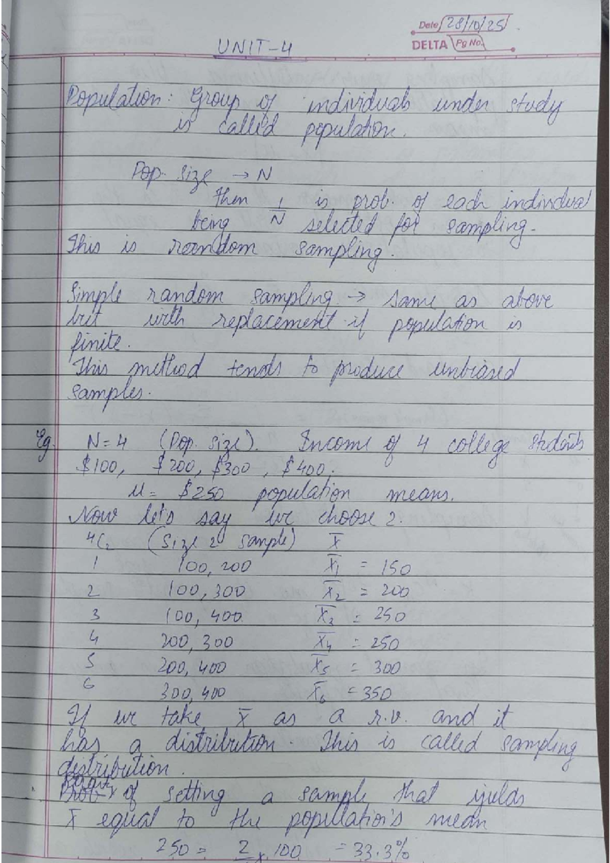 Maths Unit 4: Sampling Methods and Hypothesis Testing Notes - Studocu