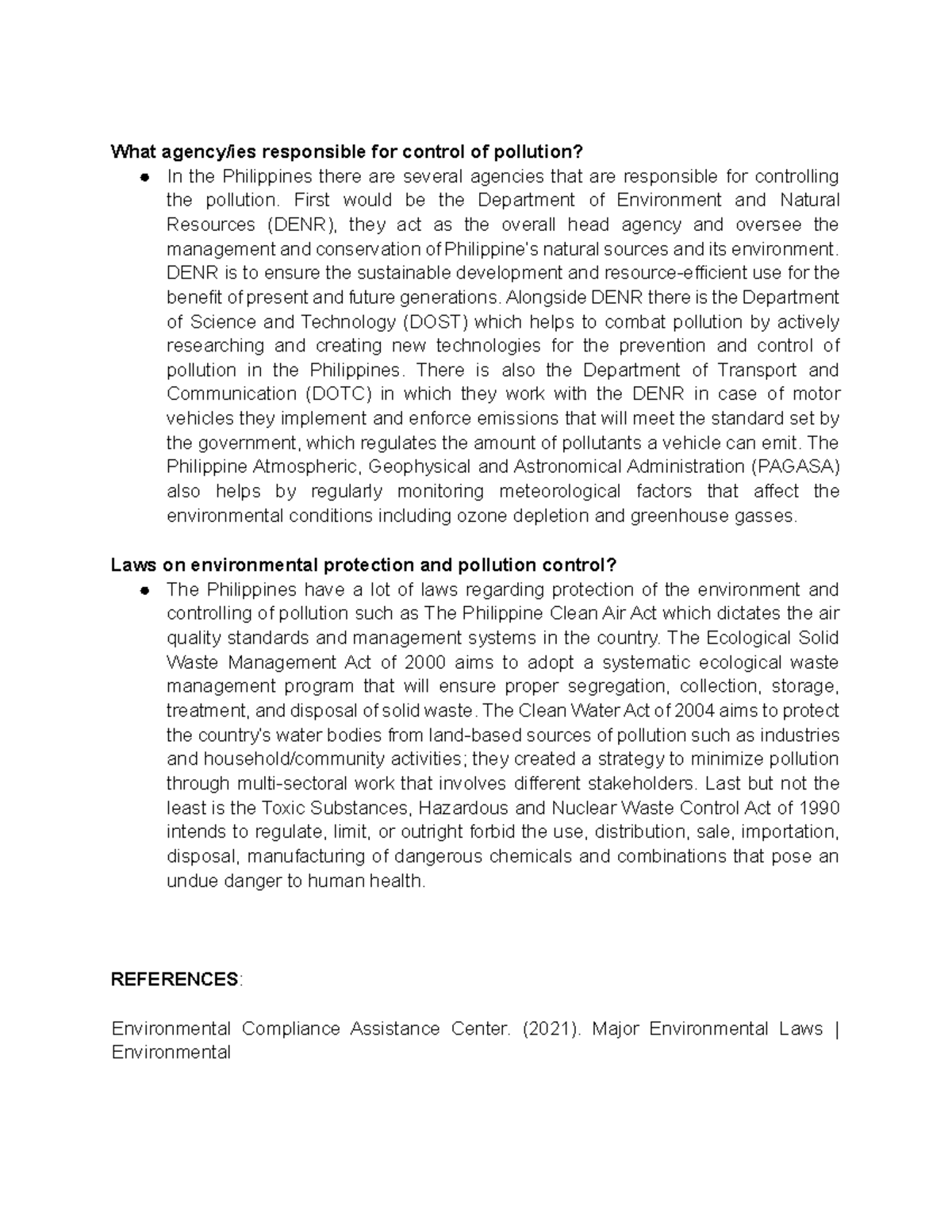 Reflection on Pollution Control in the Philippines: Agencies & Laws ...