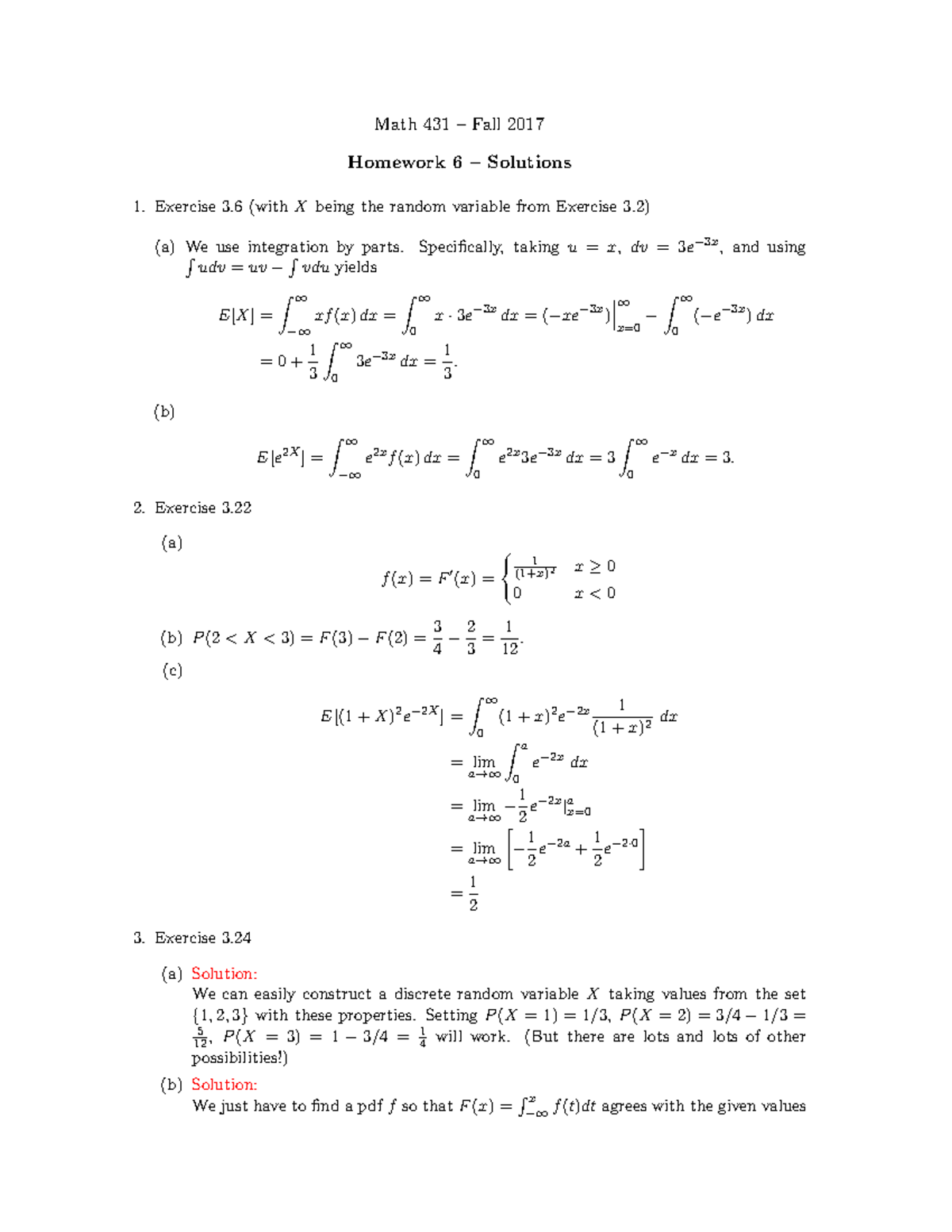 Math 431 06 solutions - Math 431 – Fall 2017 Homework 6 – Solutions ...
