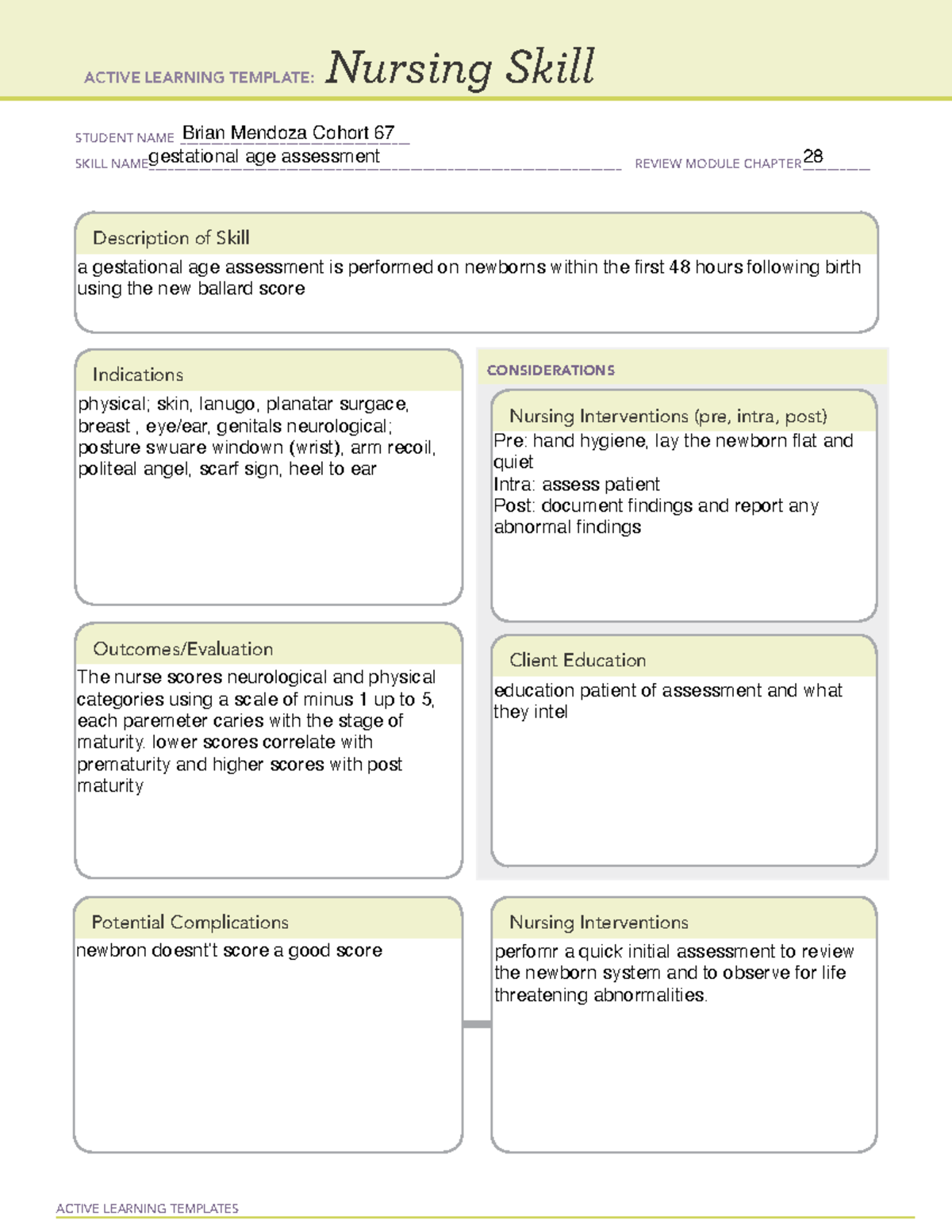 Gestational Age Assessment: Nursing Skills & Interventions (NUR 28 ...