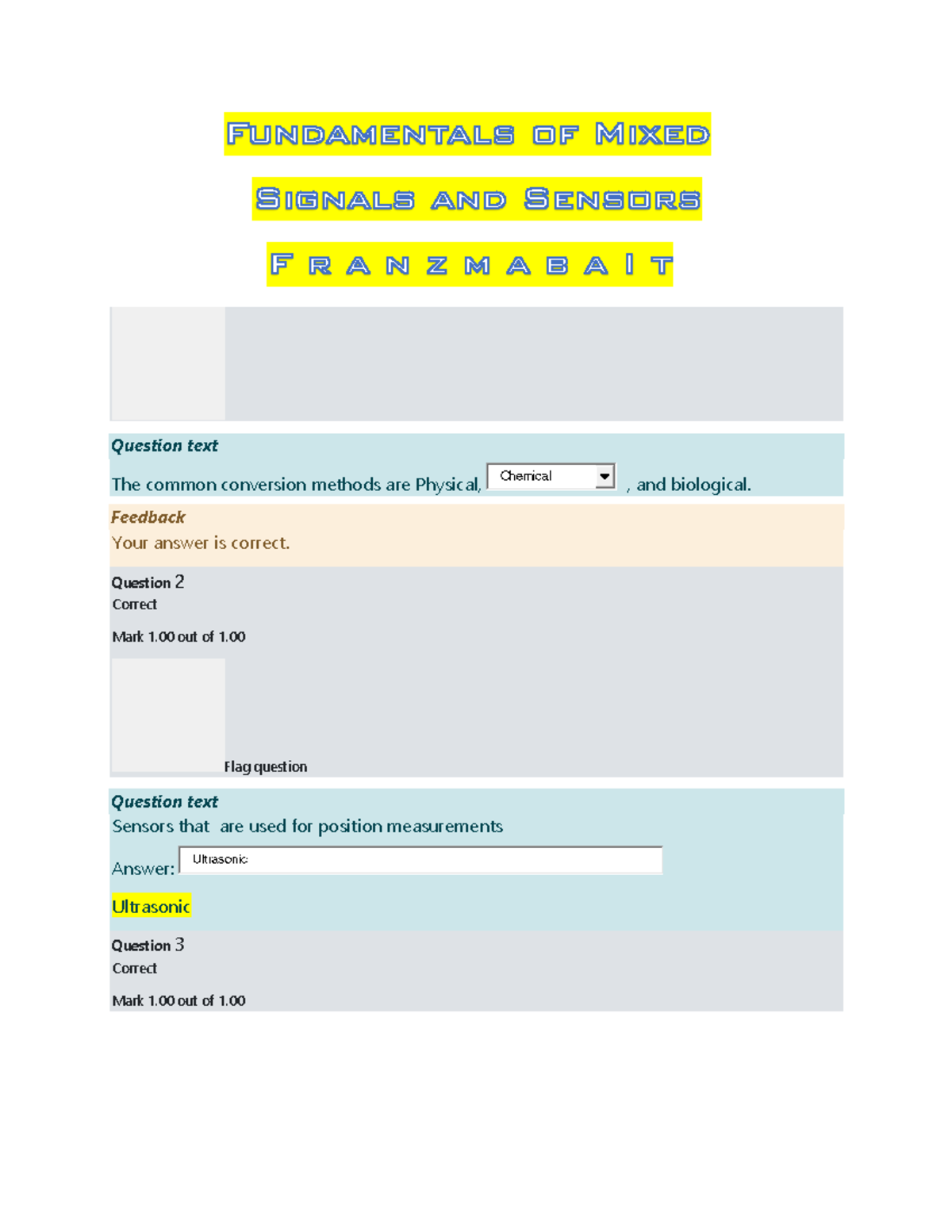 Fundamentals of Mixed Signals & Sensors QUIZ1 to Final Exam Review ...