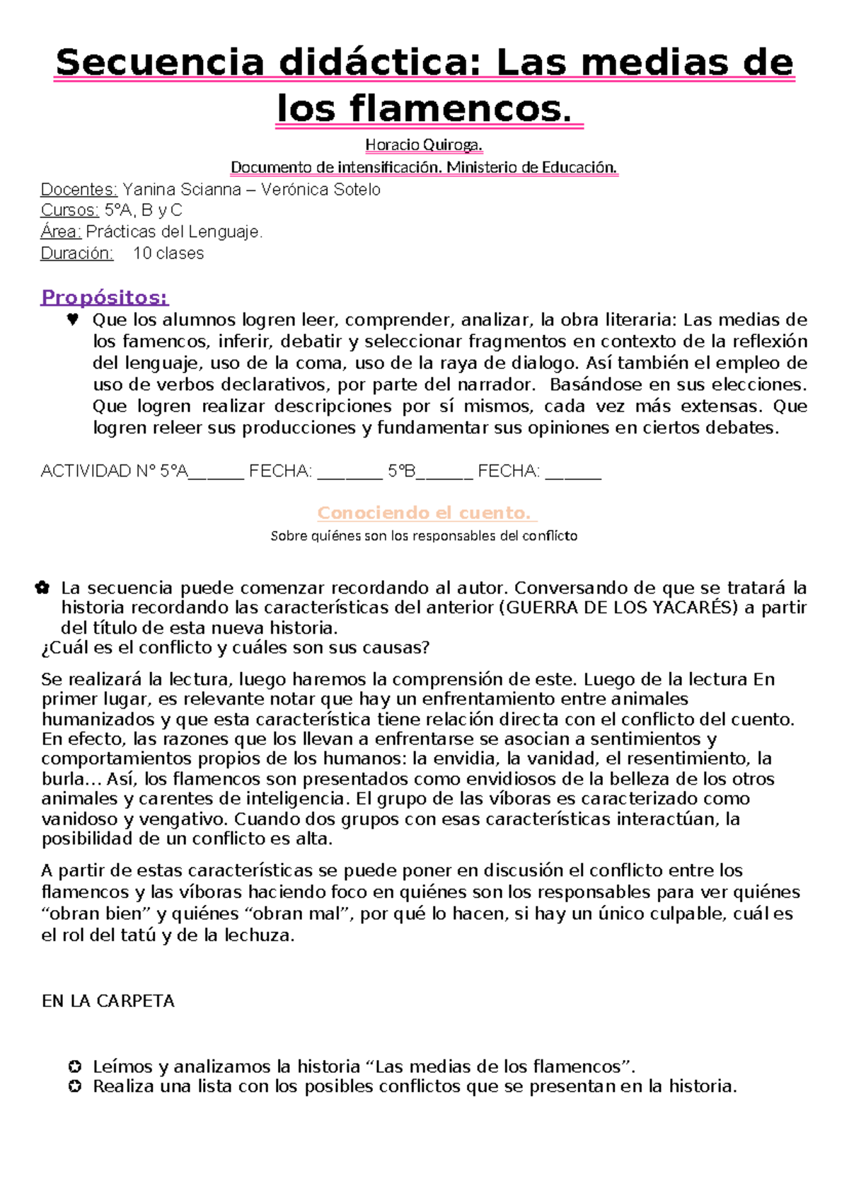 Secuencia Didáctica: Las Medias de los Flamencos - Prácticas del ...