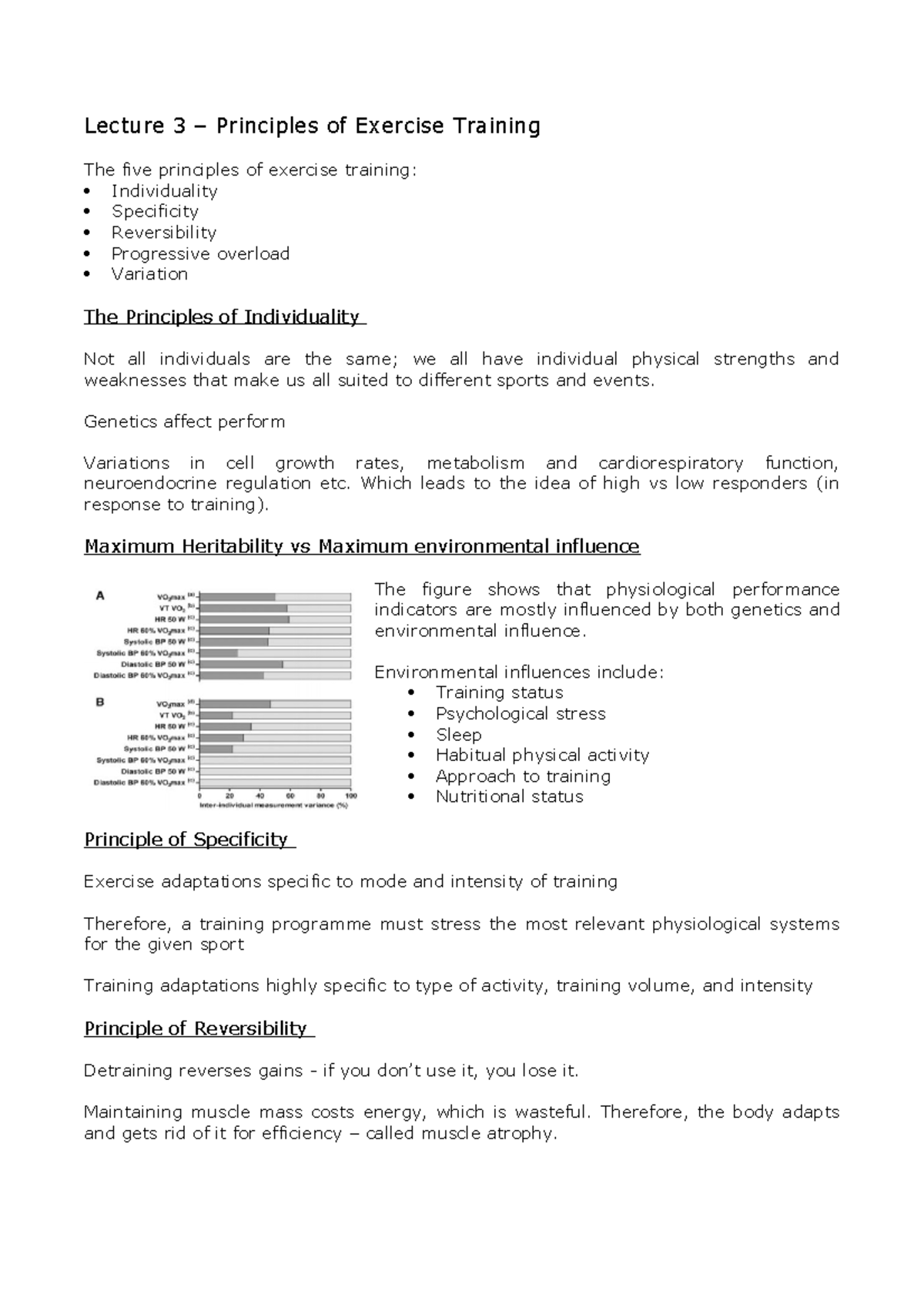 Principles of Exercise Training | Physiology Sem 2 Lecture 3 Summary ...
