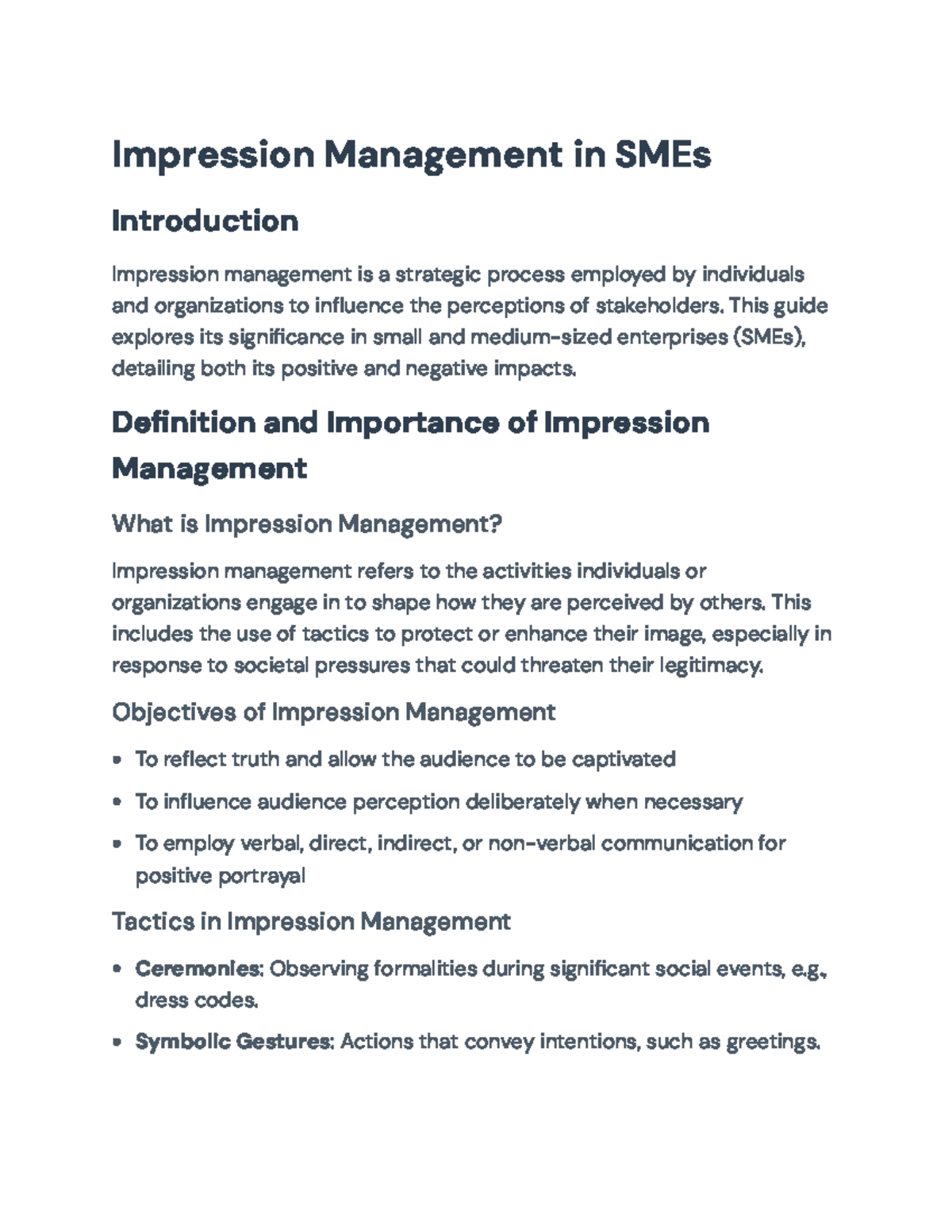 Impression Management Strategies for SMEs: A Comprehensive Guide ...
