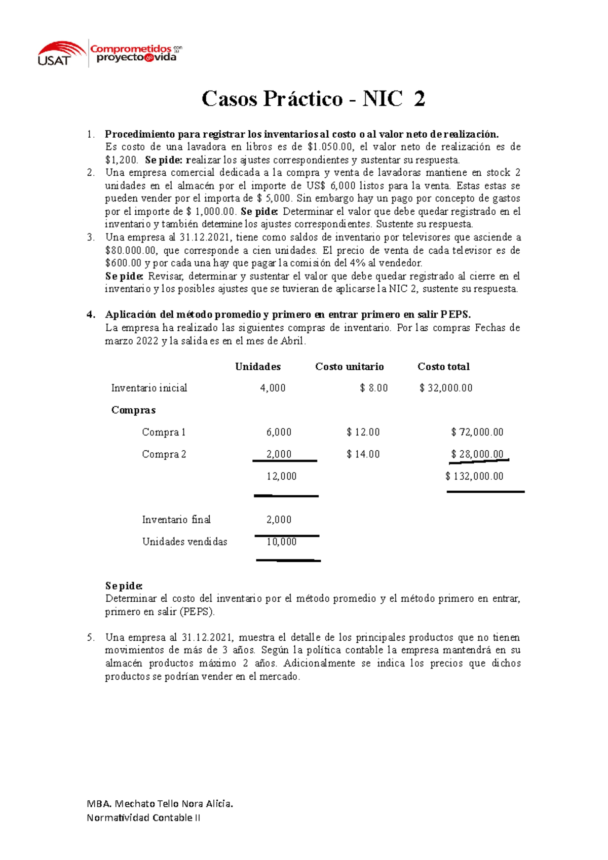 NIC 2 - Casos Prácticos de Inventarios y Ajustes Contables - Studocu
