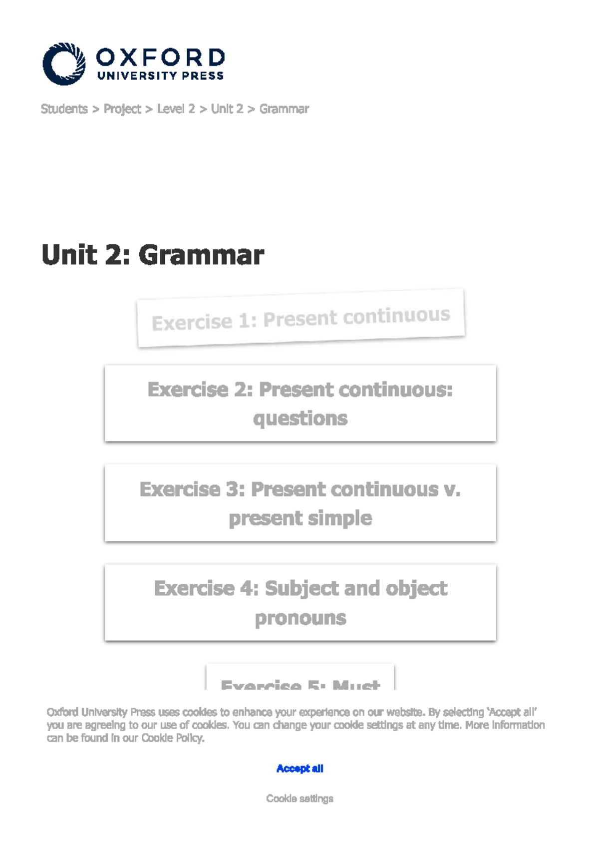 PR2L2G - Level 2 Unit 2 Grammar Exercises and Tests - Studocu