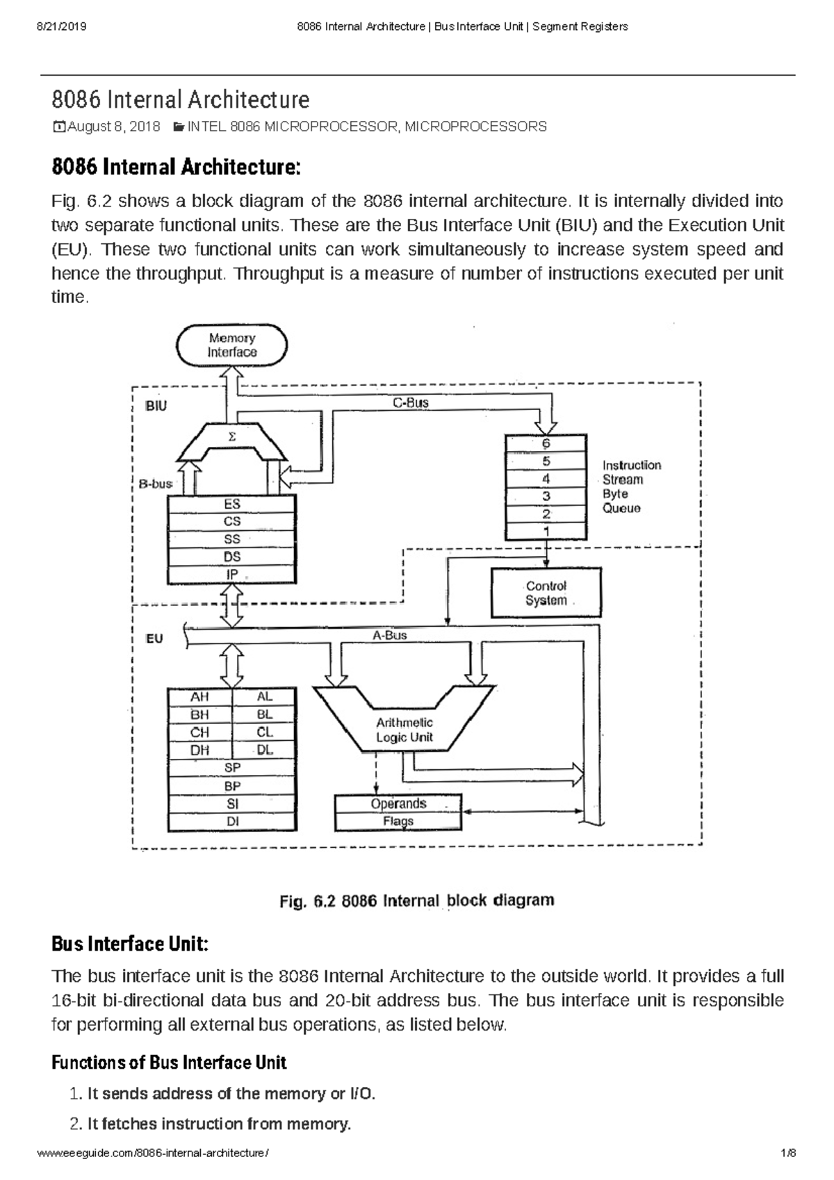 8086 Microprocessor: Internal Architecture & Bus Interface Unit - Studocu