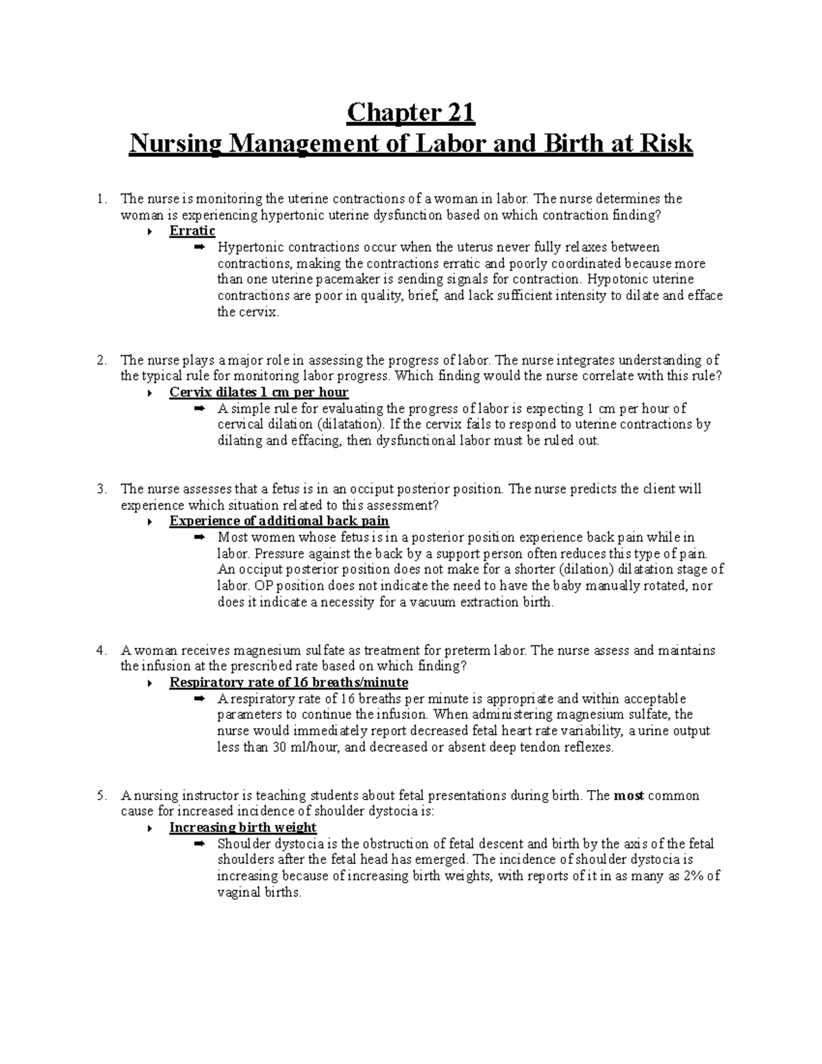 Chapter 21. Nursing Management of Labor and Birth at Risk - The nurse ...
