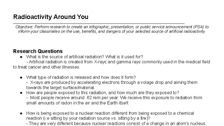 6.06 - Understanding Artificial Radioactivity: Uses & Risks - Studocu