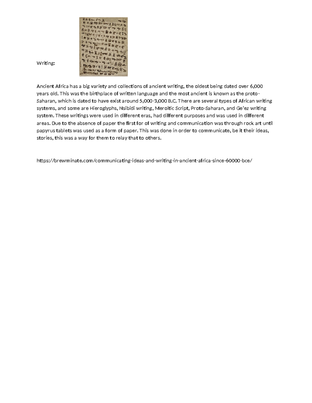 Writing Systems of Ancient Africa: A Historical Overview - Studocu