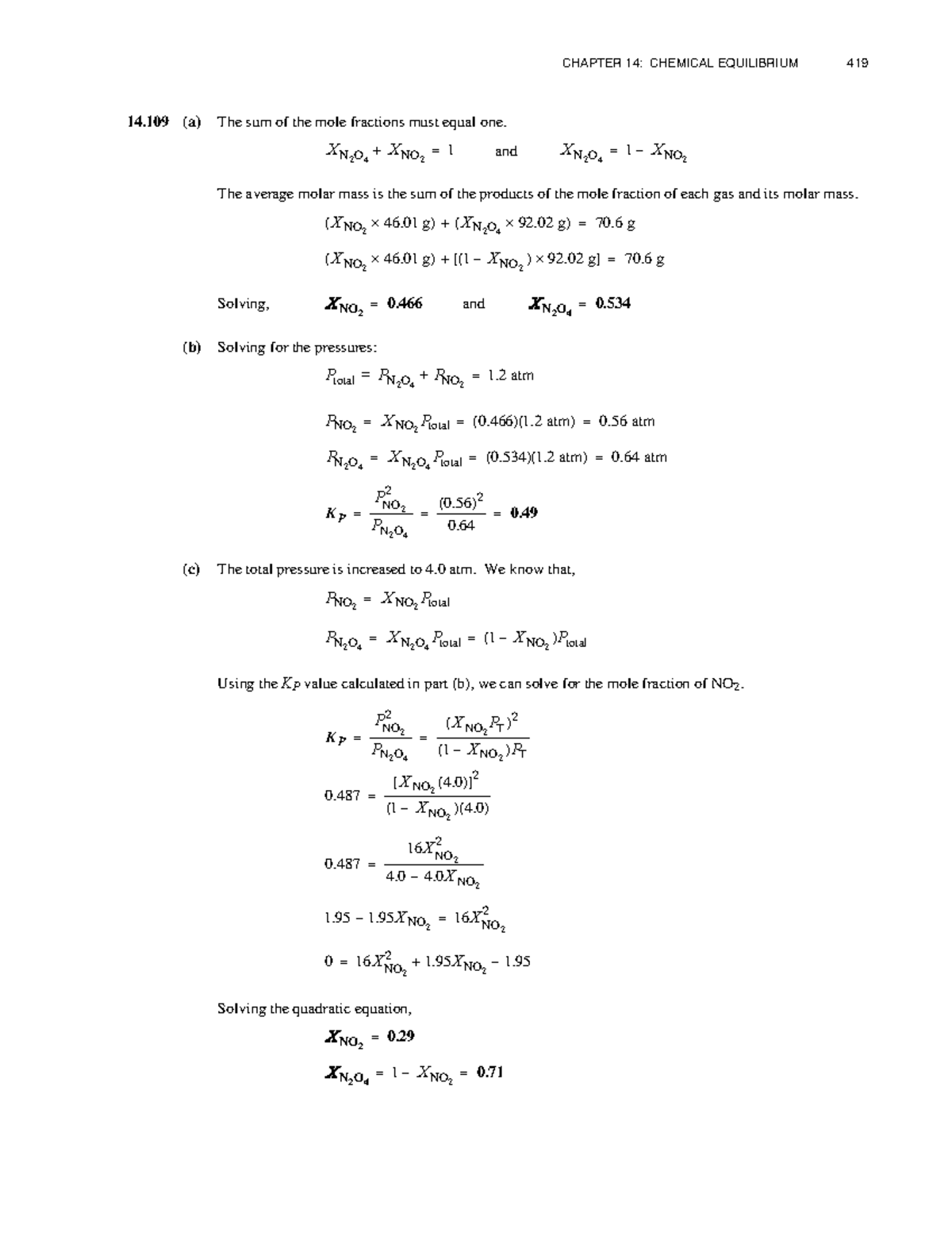 CHAPTER 14: CHEMICAL EQUILIBRIUM SOLUTIONS (CHEM 14.109) - Studocu