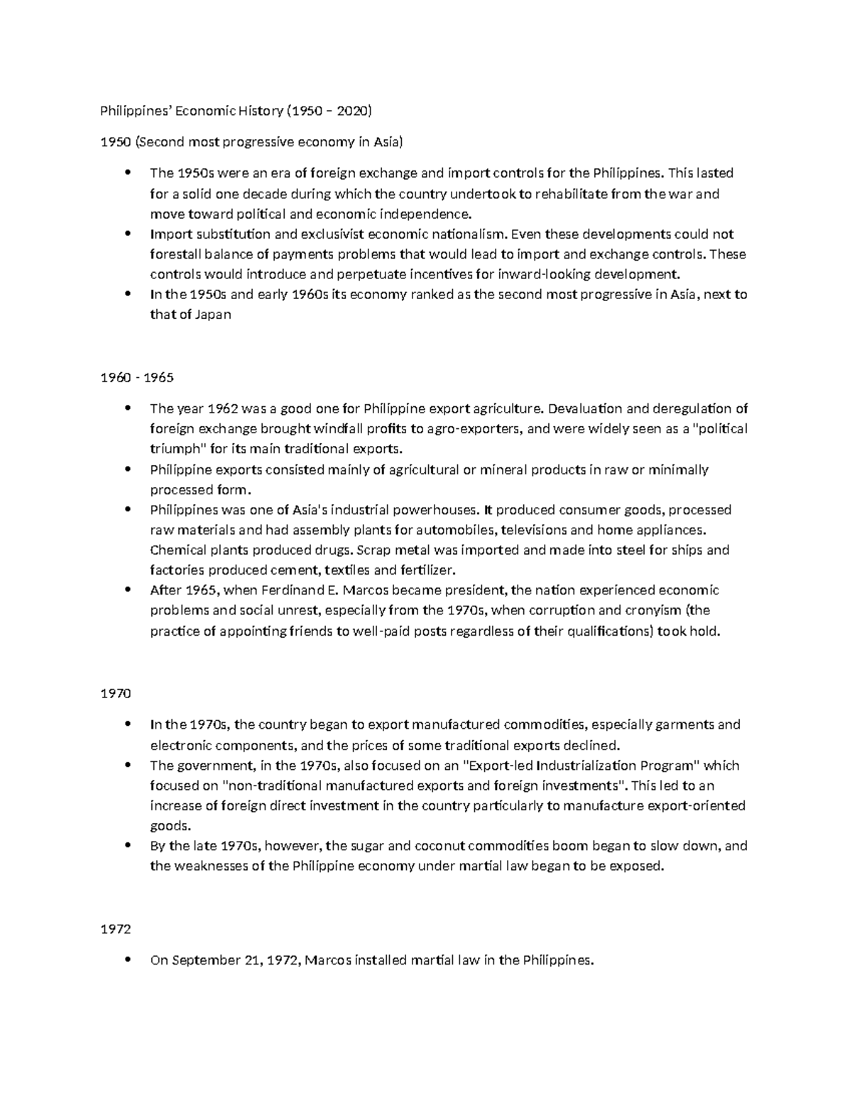 Philippines Economic History (1950-2020): Key Developments & Trends ...