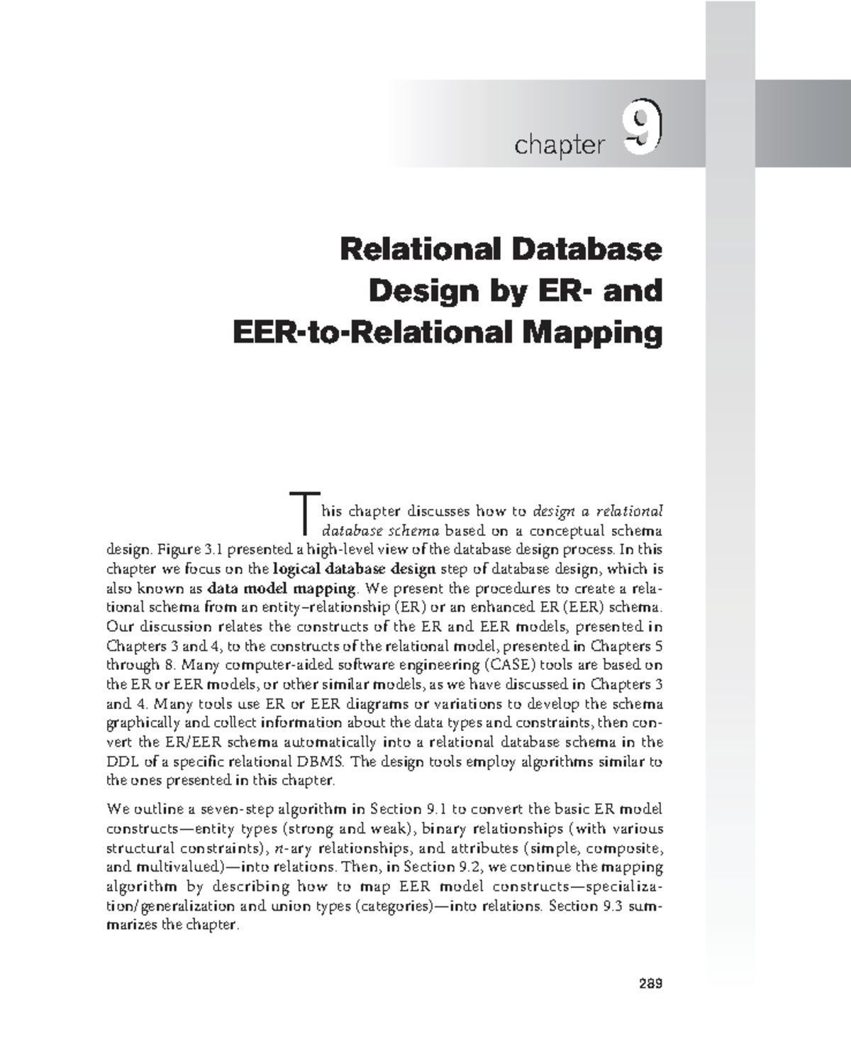 Chapter 09 Relational Database Design By Er And Eer To Relational