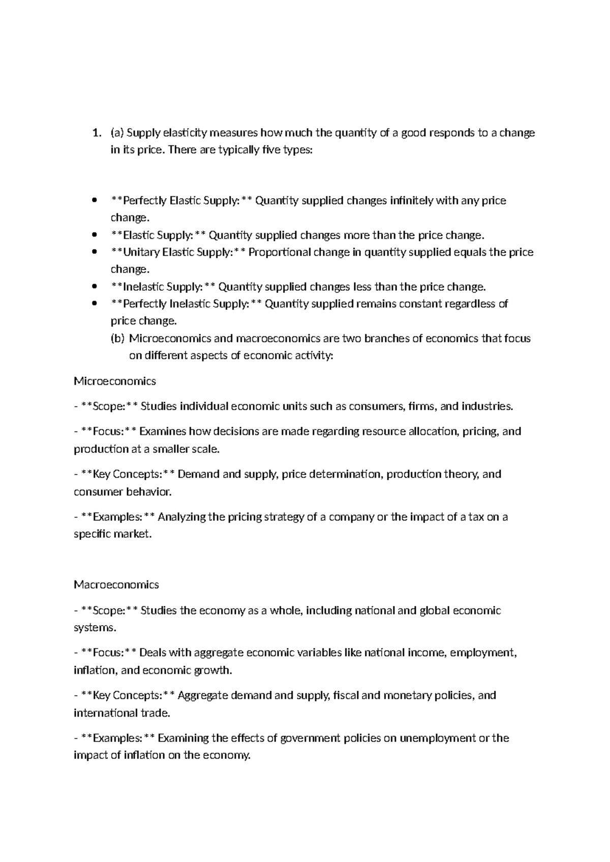 Economics - Lecture Notes on Supply Elasticity and Demand Curves - Studocu