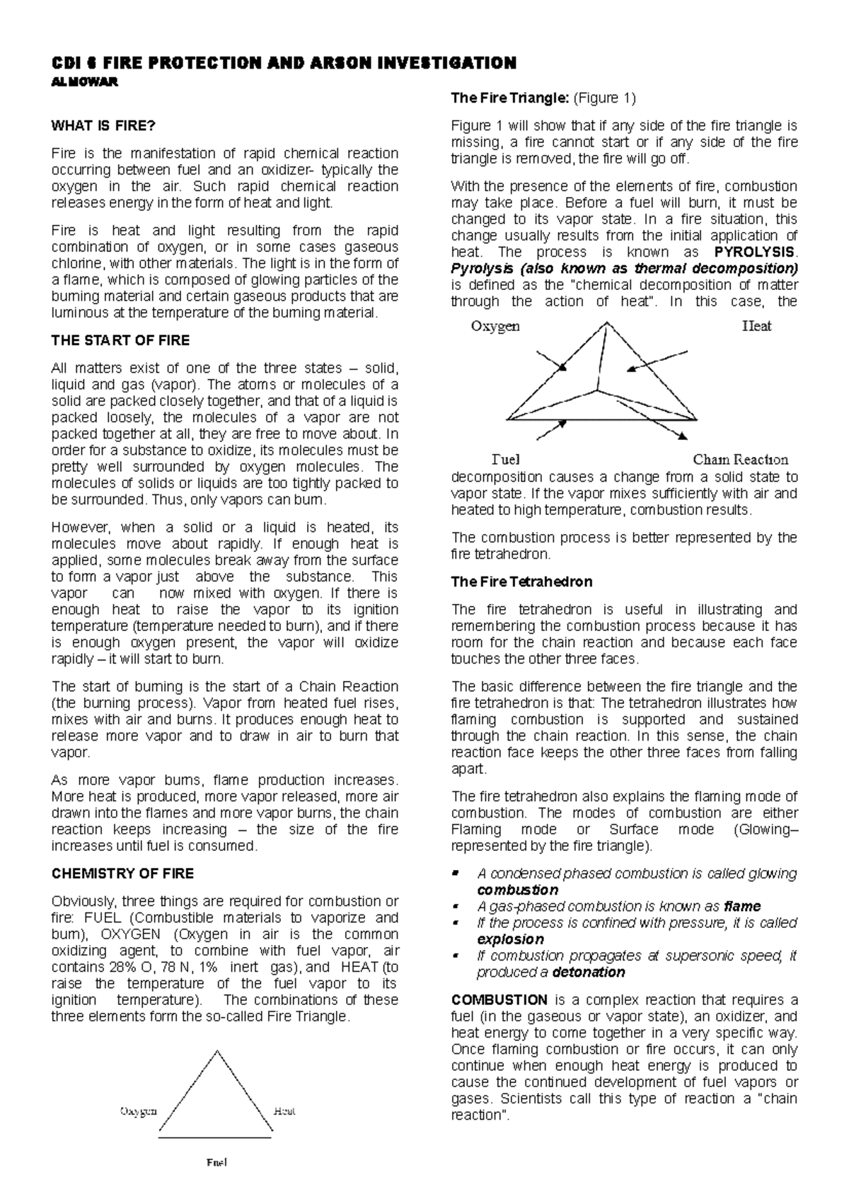 Understanding Fire: Key Concepts in CDI 6 Fire Protection - Studocu