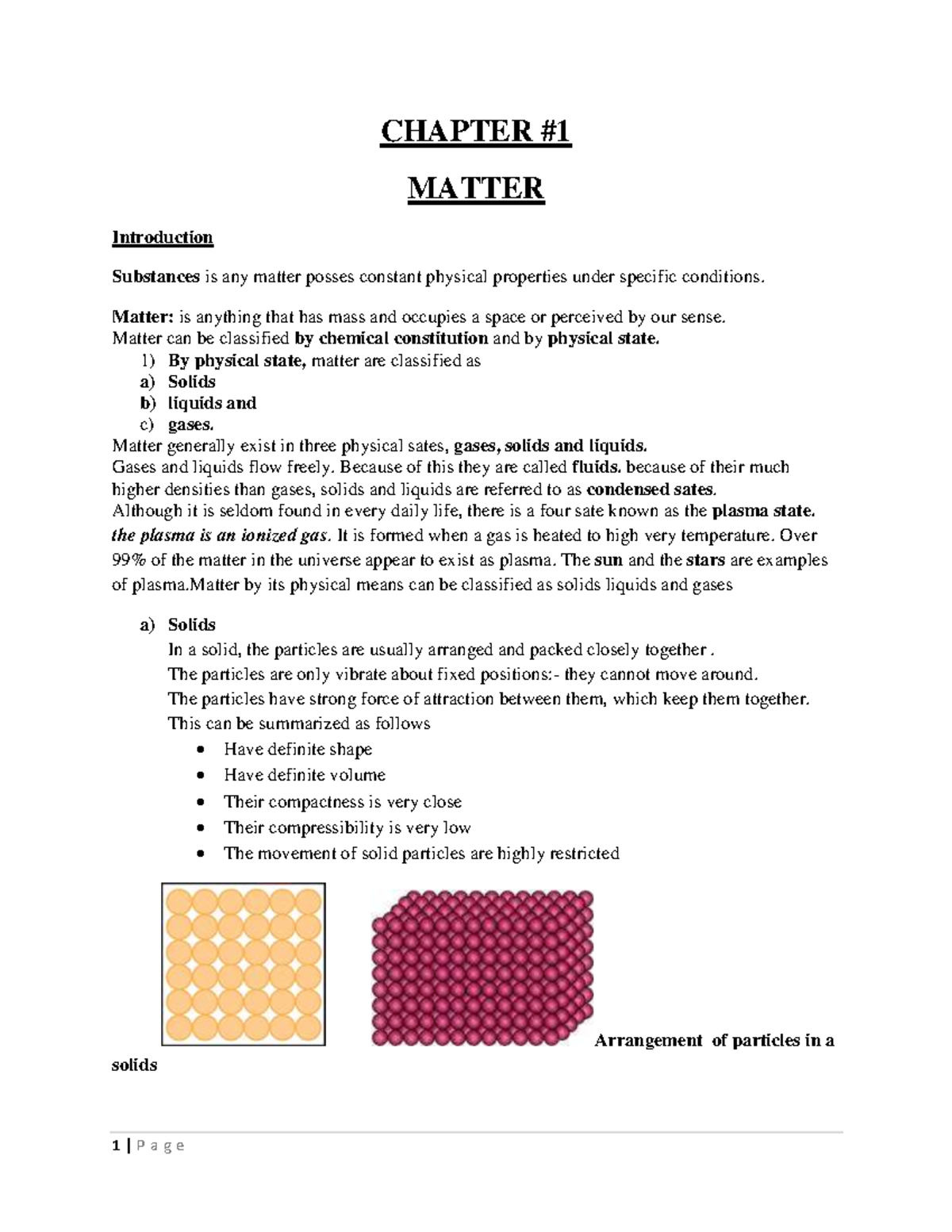 Chapter 1: Matter - Properties, States, and Classifications - Studocu