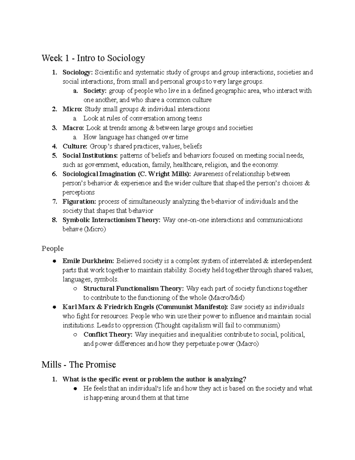 Week 1 - Intro to Sociology - Week 1 - Intro to Sociology Sociology ...