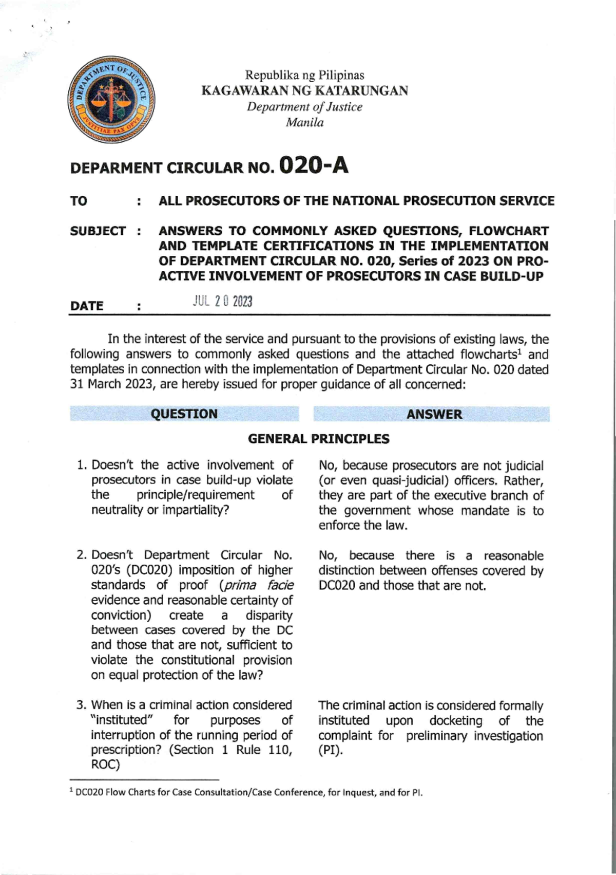 DC 020-A: Guidance on Prosecuting Involvement in Case Build-Up - Studocu
