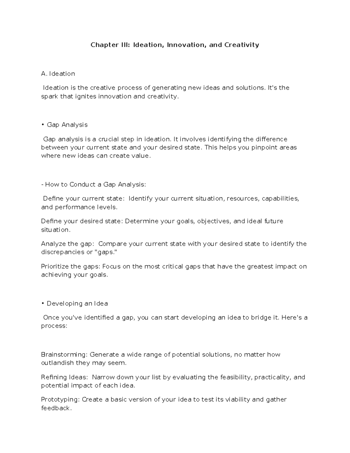 Chapter 3: Ideation, Innovation, and Creativity in Business - Studocu