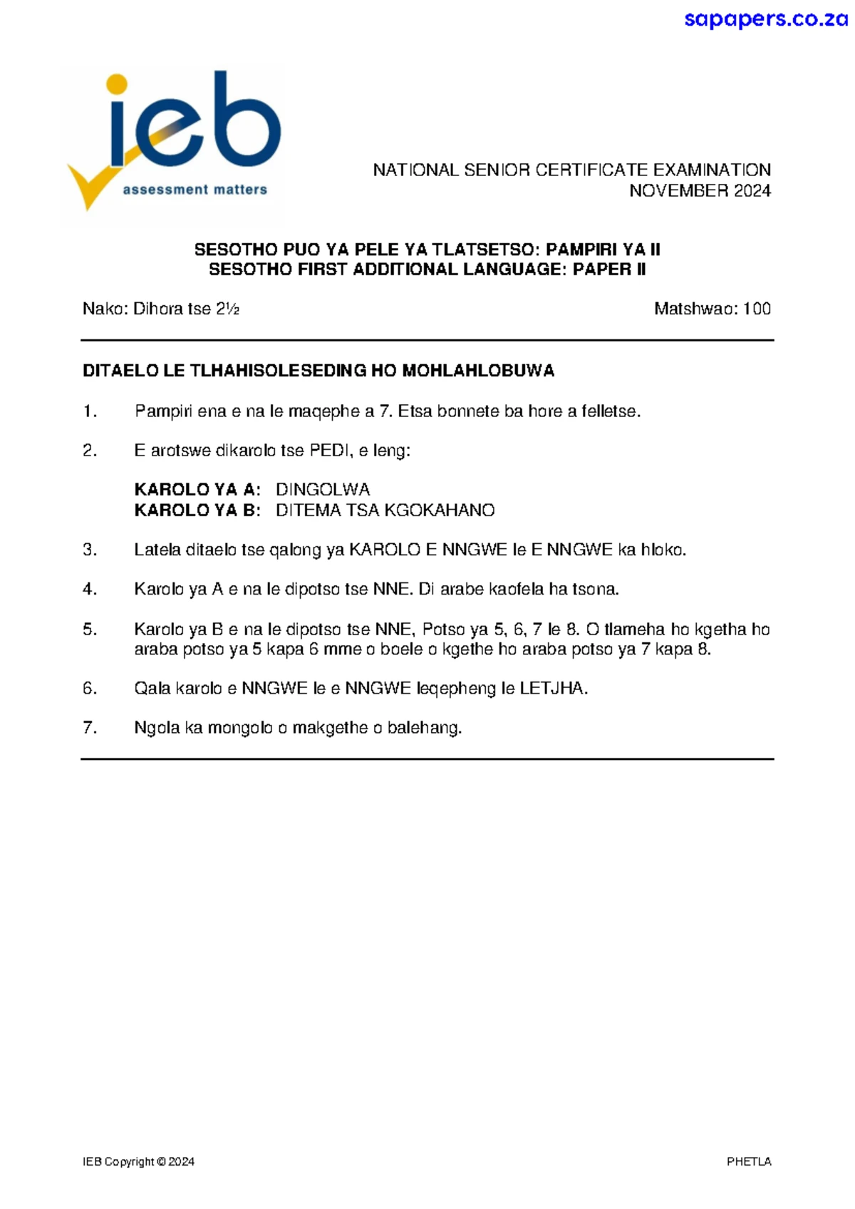 Setswana Homework Notes for Grade 10 (003) (005) - Studocu