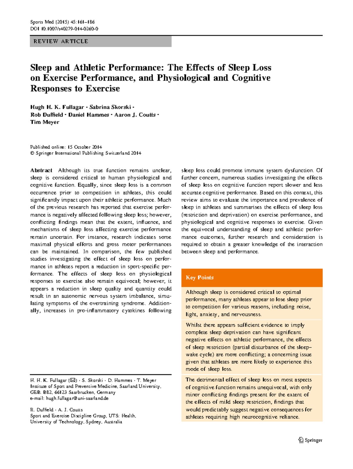 Sleep Loss and Its Impact on Athletic Performance: A Comprehensive ...