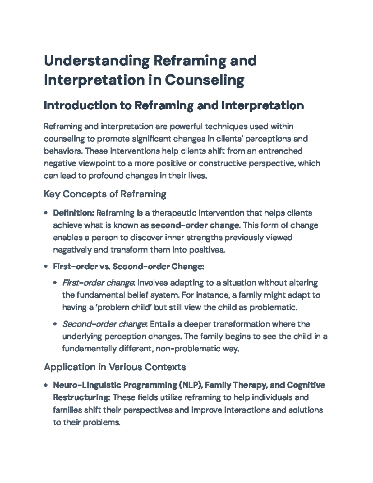 Understanding Reframing and Interpretation in Counseling Techniques ...