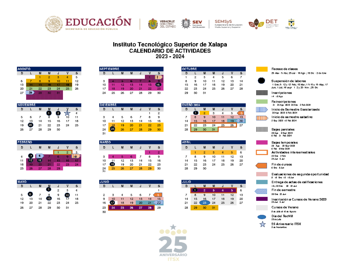 Calendario De Actividades Itsx 2023 2024 Fechas Clave Y Eventos Studocu